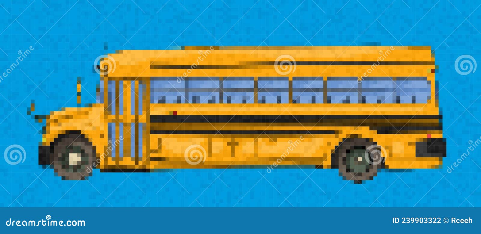 Pixel art school bus stock vector. Illustration of symbol - 239903322