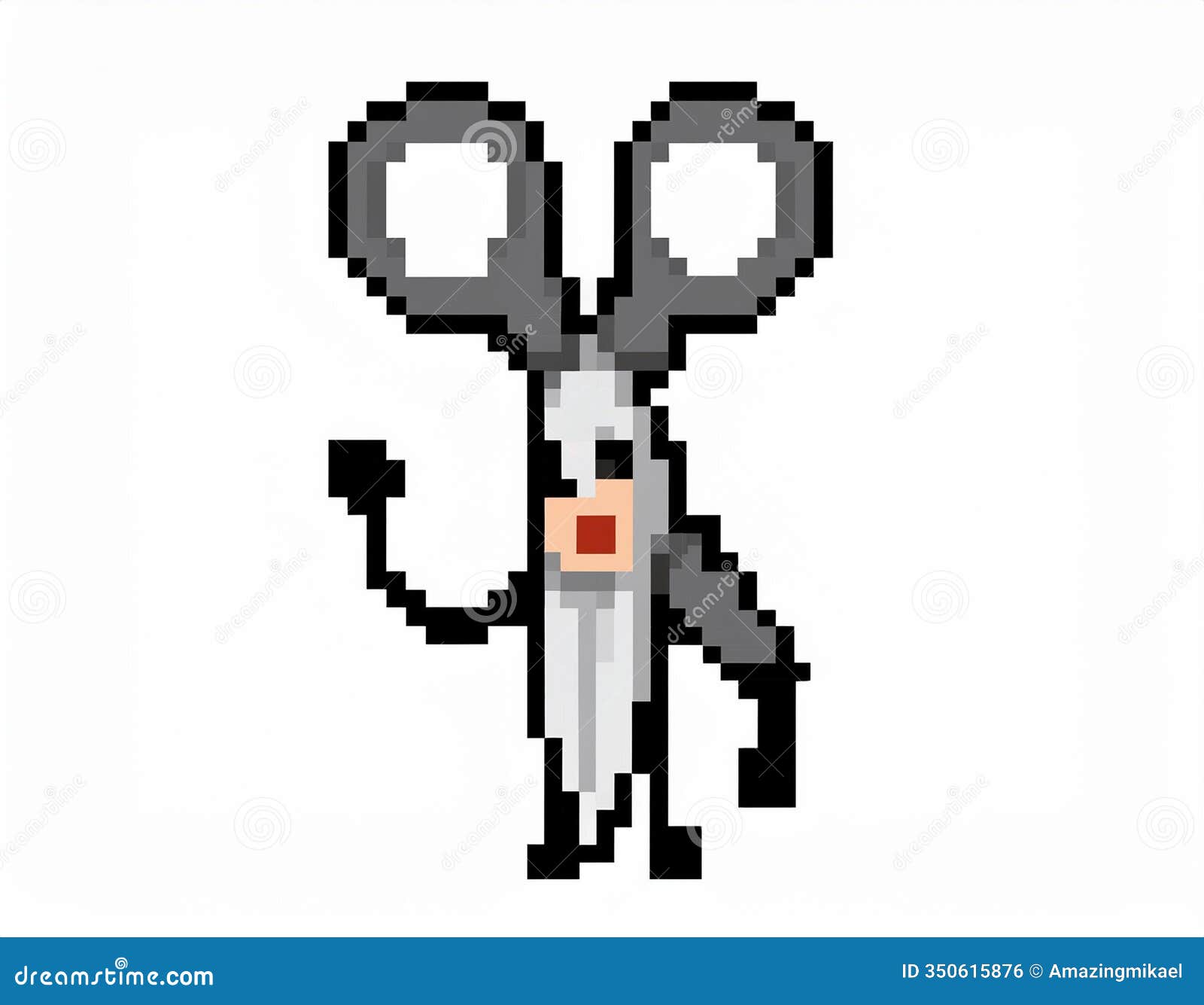 Pixel Art Scissors Mascot with Sharp Smile Stock Illustration ...