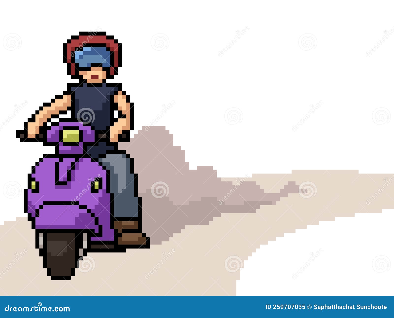 8-bit Pixel Art Of Ktm Rider On Harley Fatboy With Volcano In ...