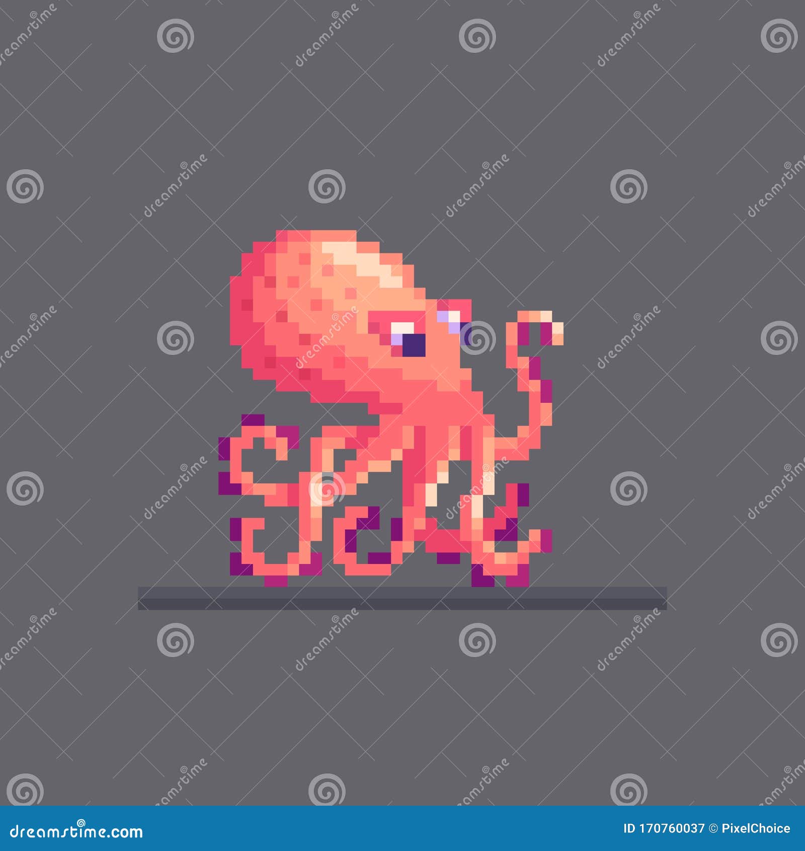 Pixel Art Octopus Cartoon Vector | CartoonDealer.com #83695173