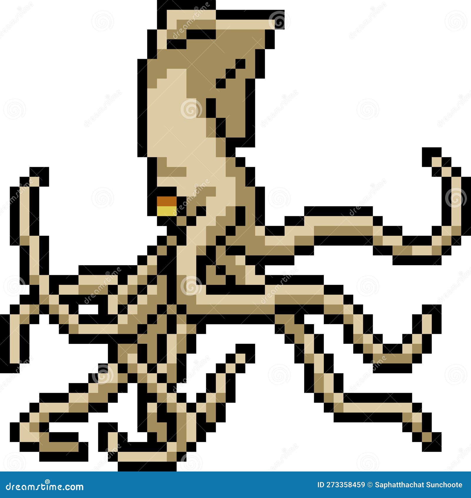 Squid Pixel Art Pattern Seamless 8 Bit Cephalopod Marine Animal ...
