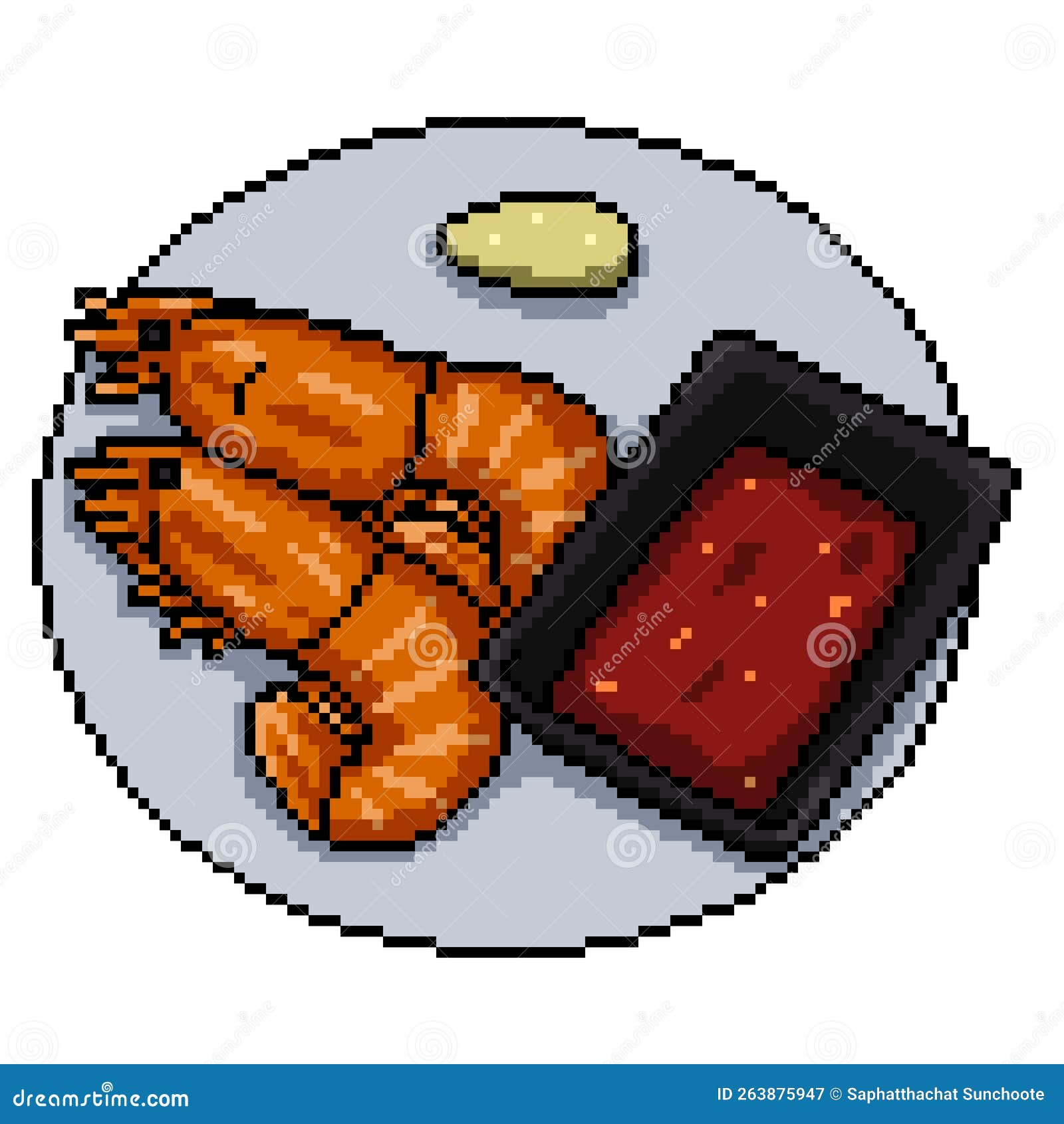 Pixel Art Seafood Shrimp Restaurant Stock Vector - Illustration of ...