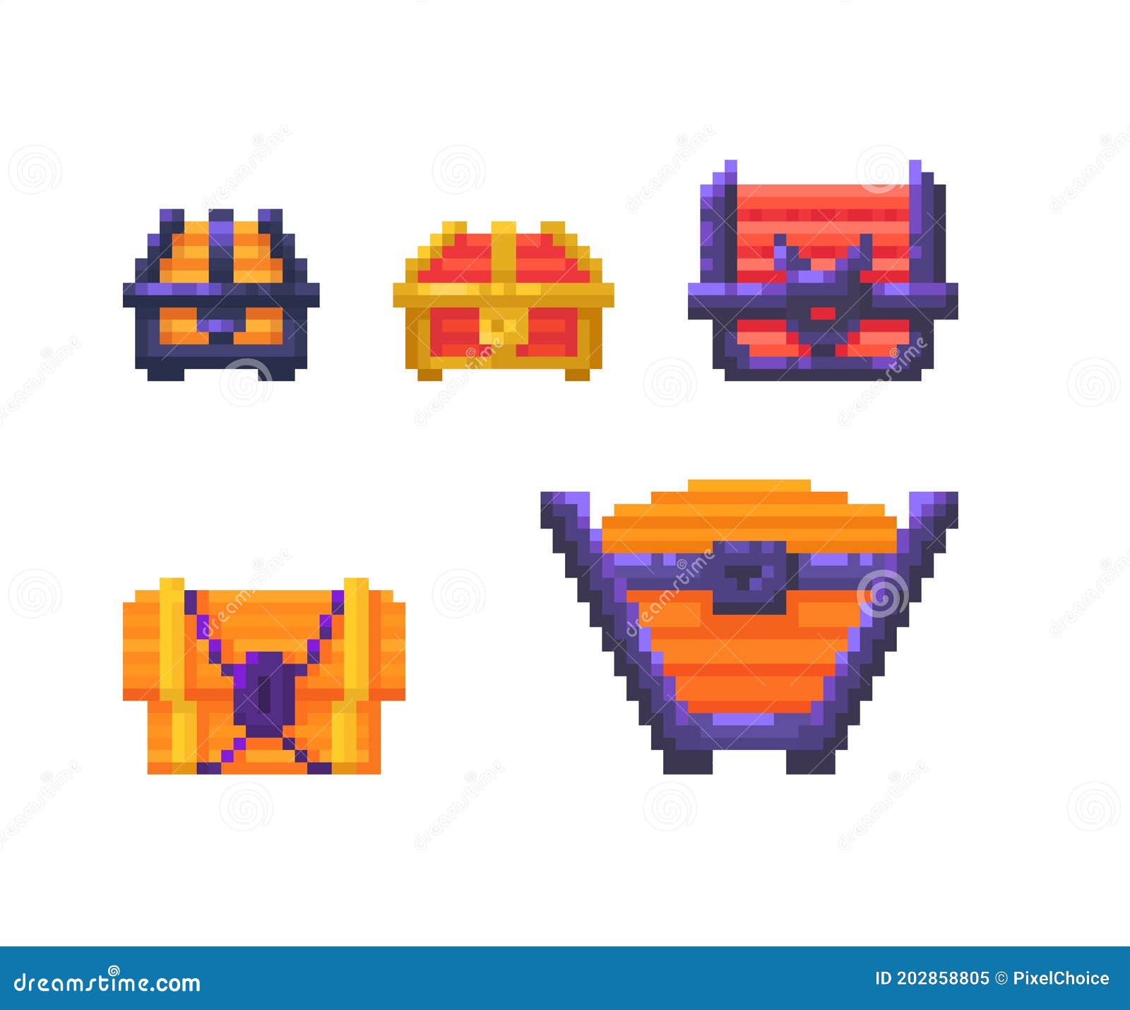 Pixel Art RPG Treasure Chest In 8 Bit Style Cartoon Vector ...