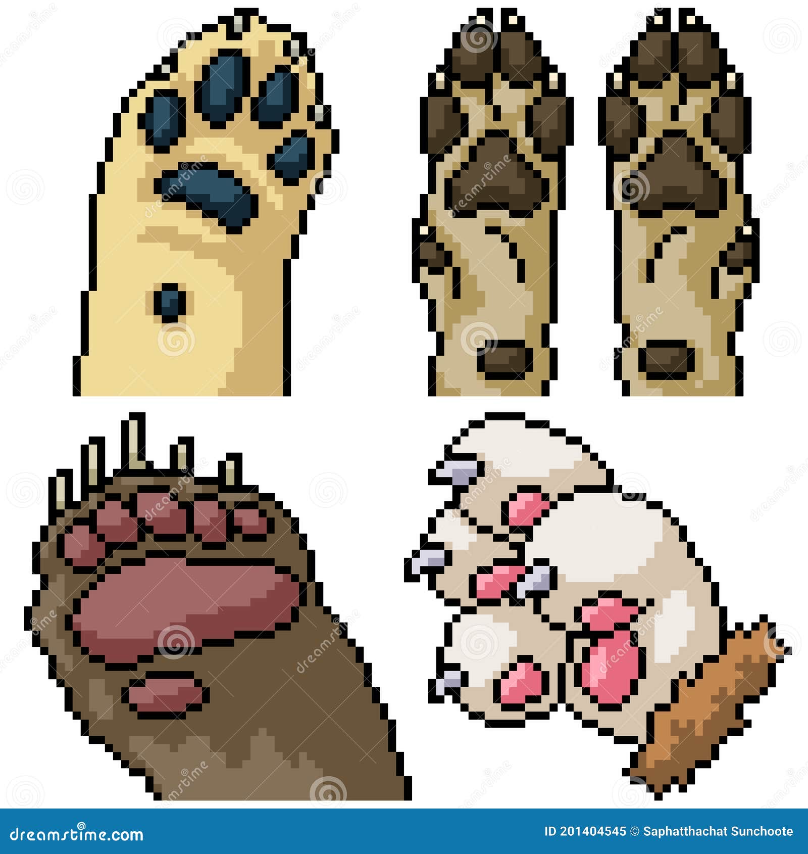 Pixel Art Isolated Animal Paw Stock Vector - Illustration of bear, claw ...