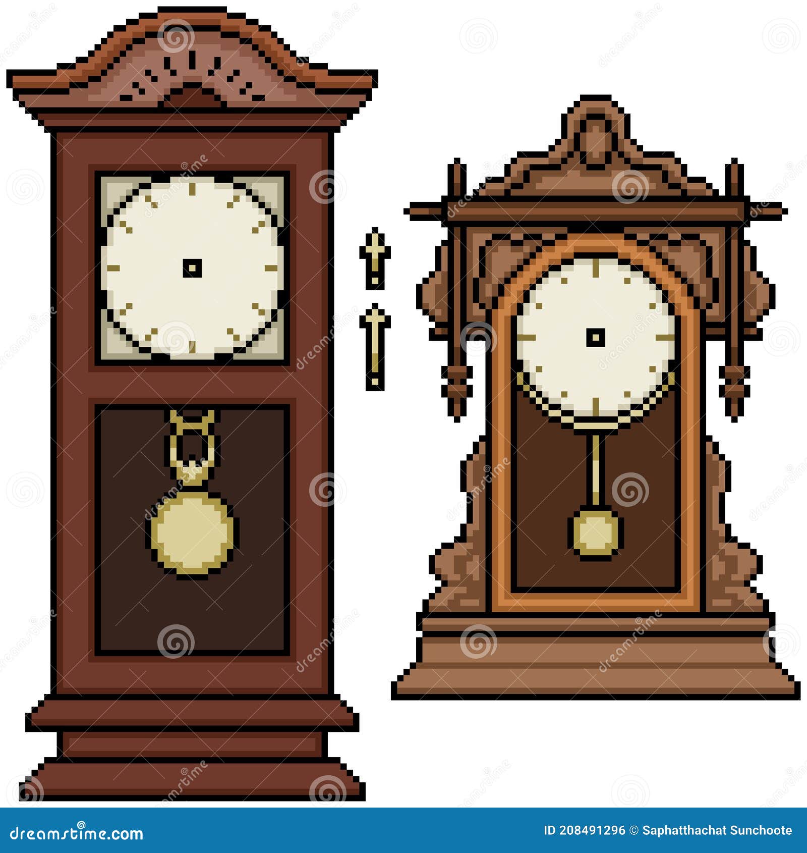 Pixel Art Isolated Antique Clock Stock Vector - Illustration of needle ...