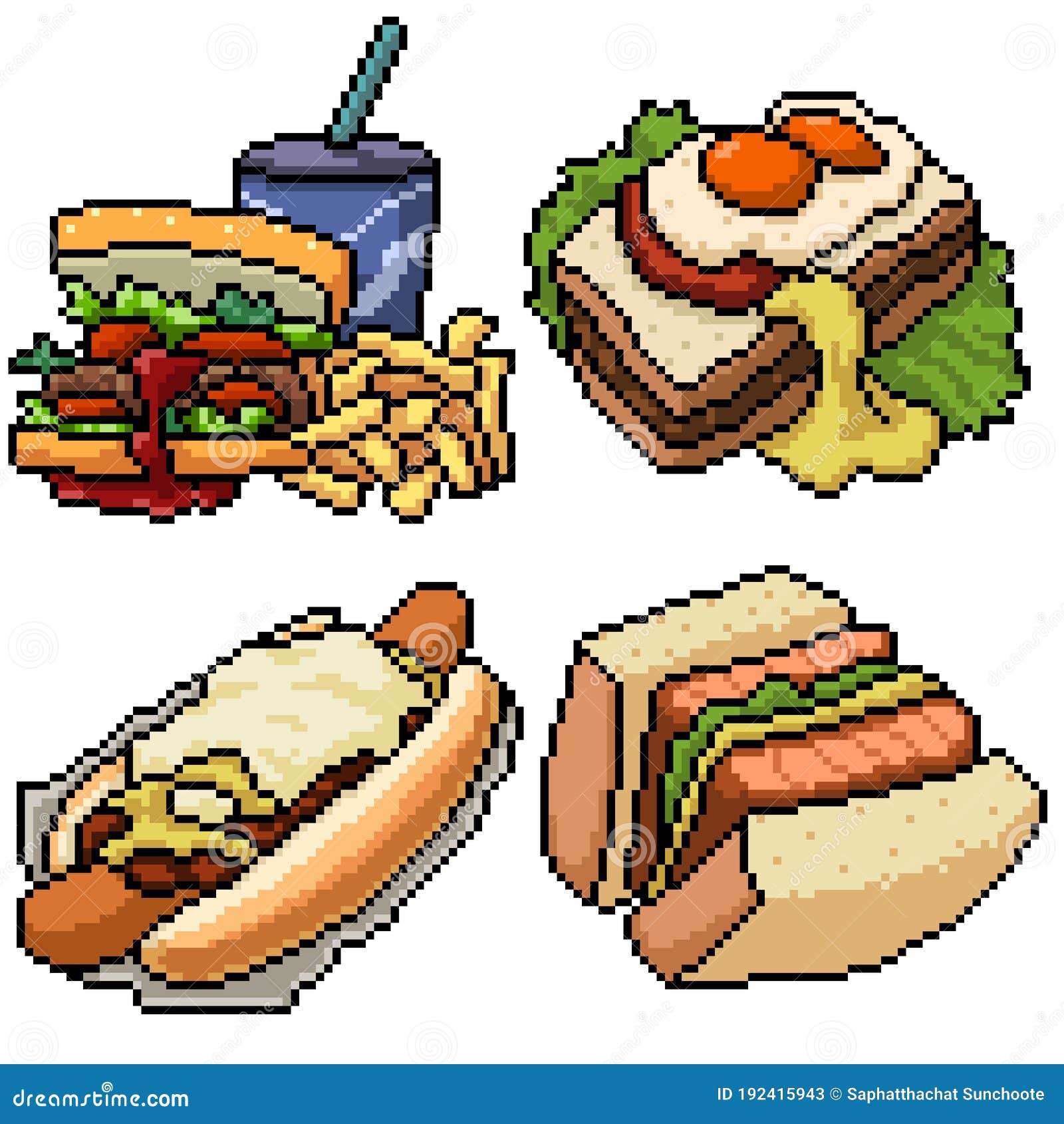 Pixel Art Isolated Bakery Sandwich Meal Stock Vector - Illustration of ...