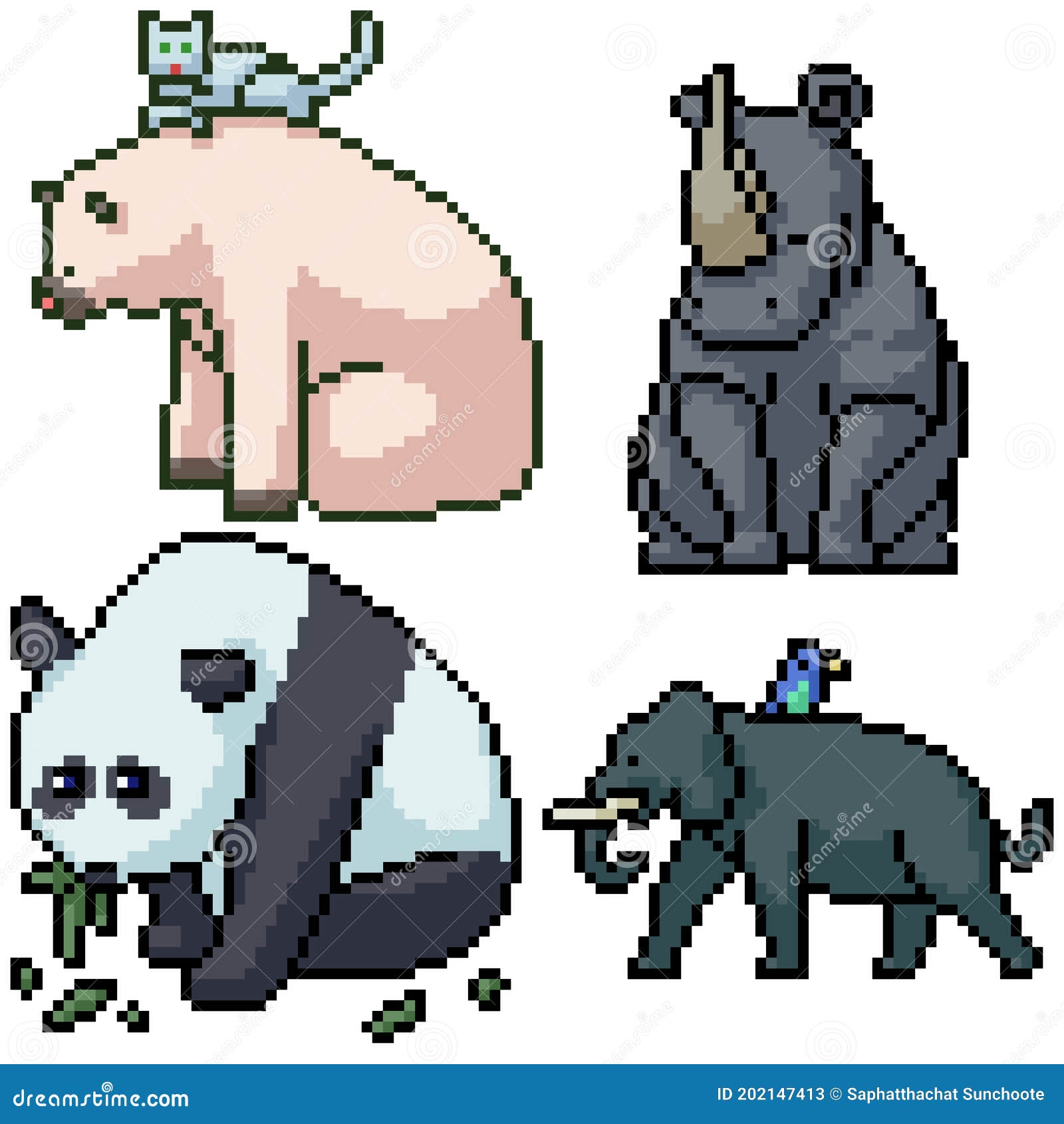 Pixel Art Isolated Big Mammal Stock Vector - Illustration of bamboo ...