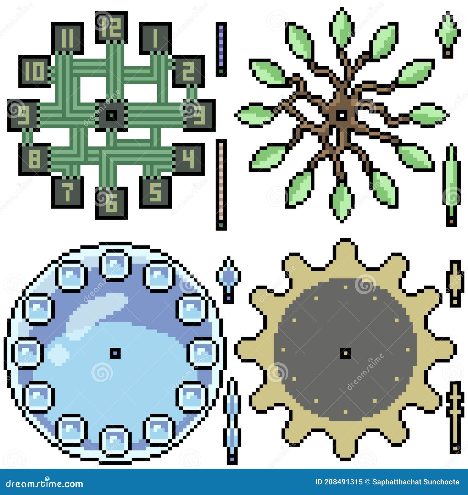 Pixel Art Isolated Fancy Clock Design Stock Vector - Illustration of ...