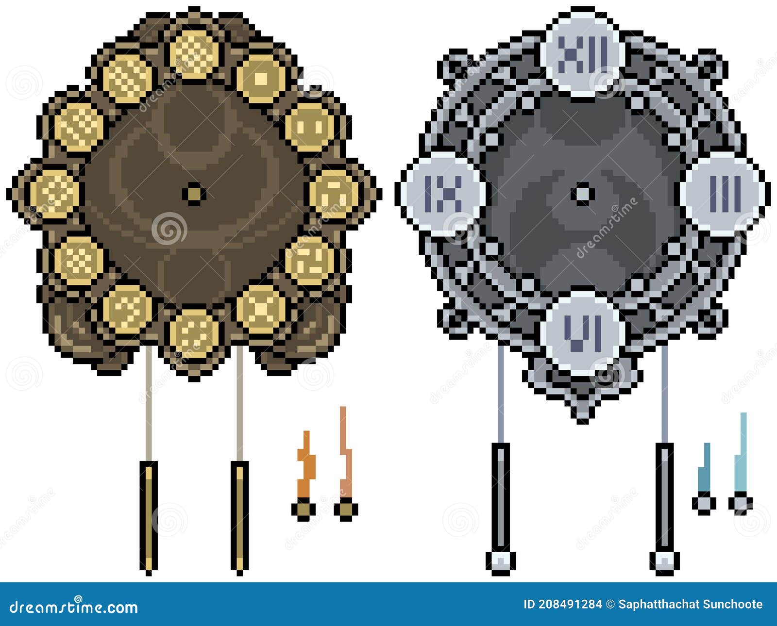 Pixel Art Isolated Fantasy Clock Stock Vector - Illustration of clock ...