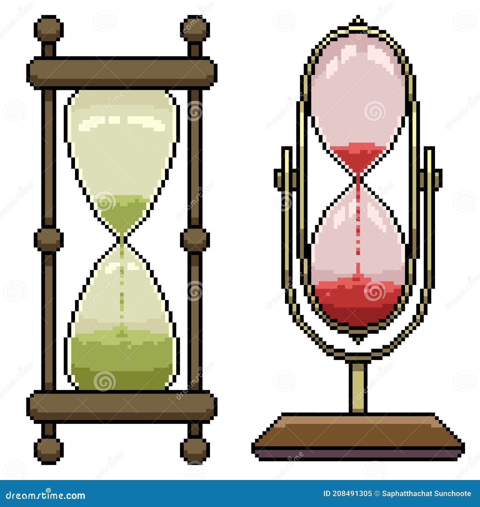 Pixel Art Isolated Hourglass Timer Stock Vector Illustration Of Timer