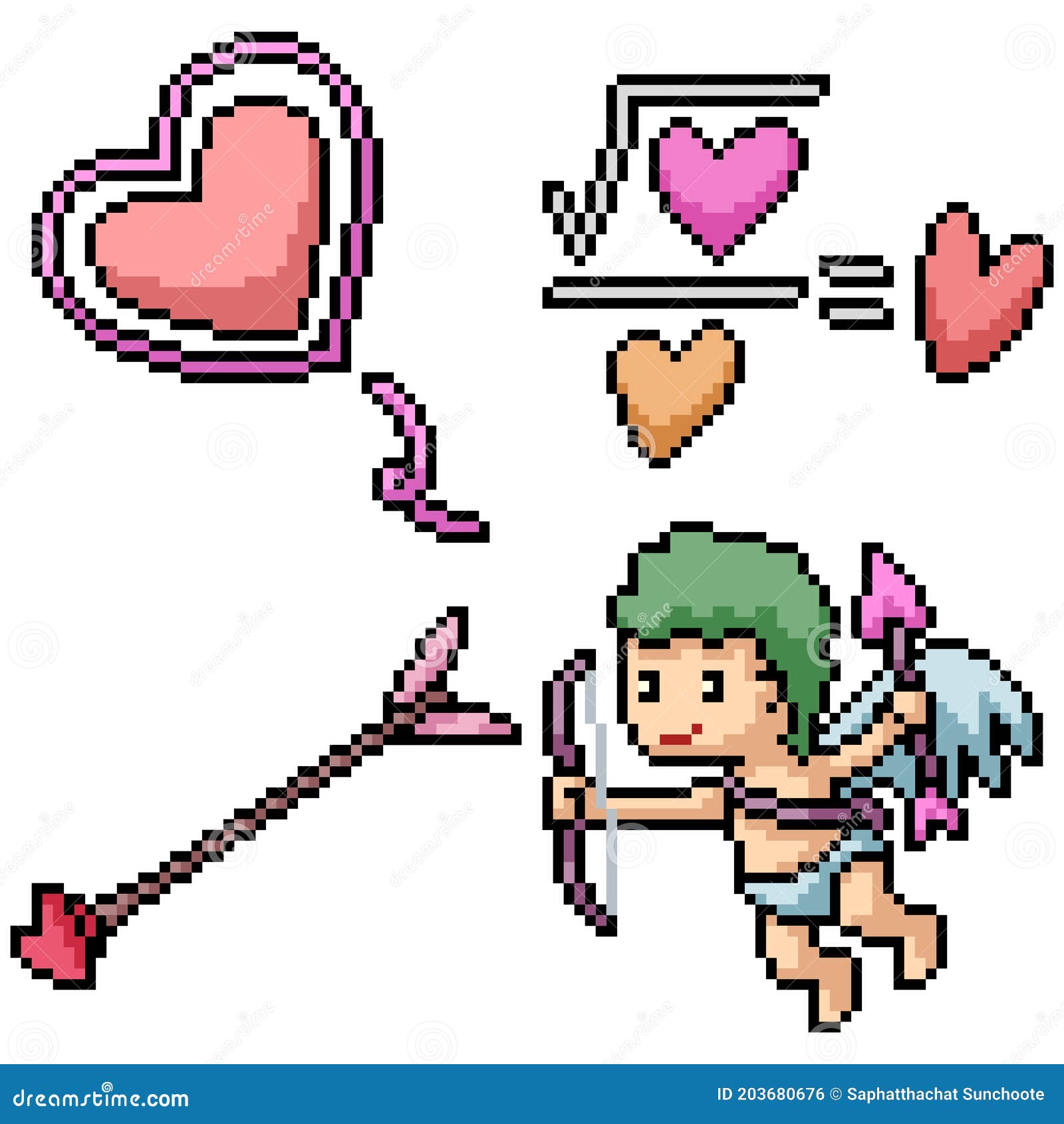 Pixel Art Cupid Cartoon Vector | CartoonDealer.com #111728659