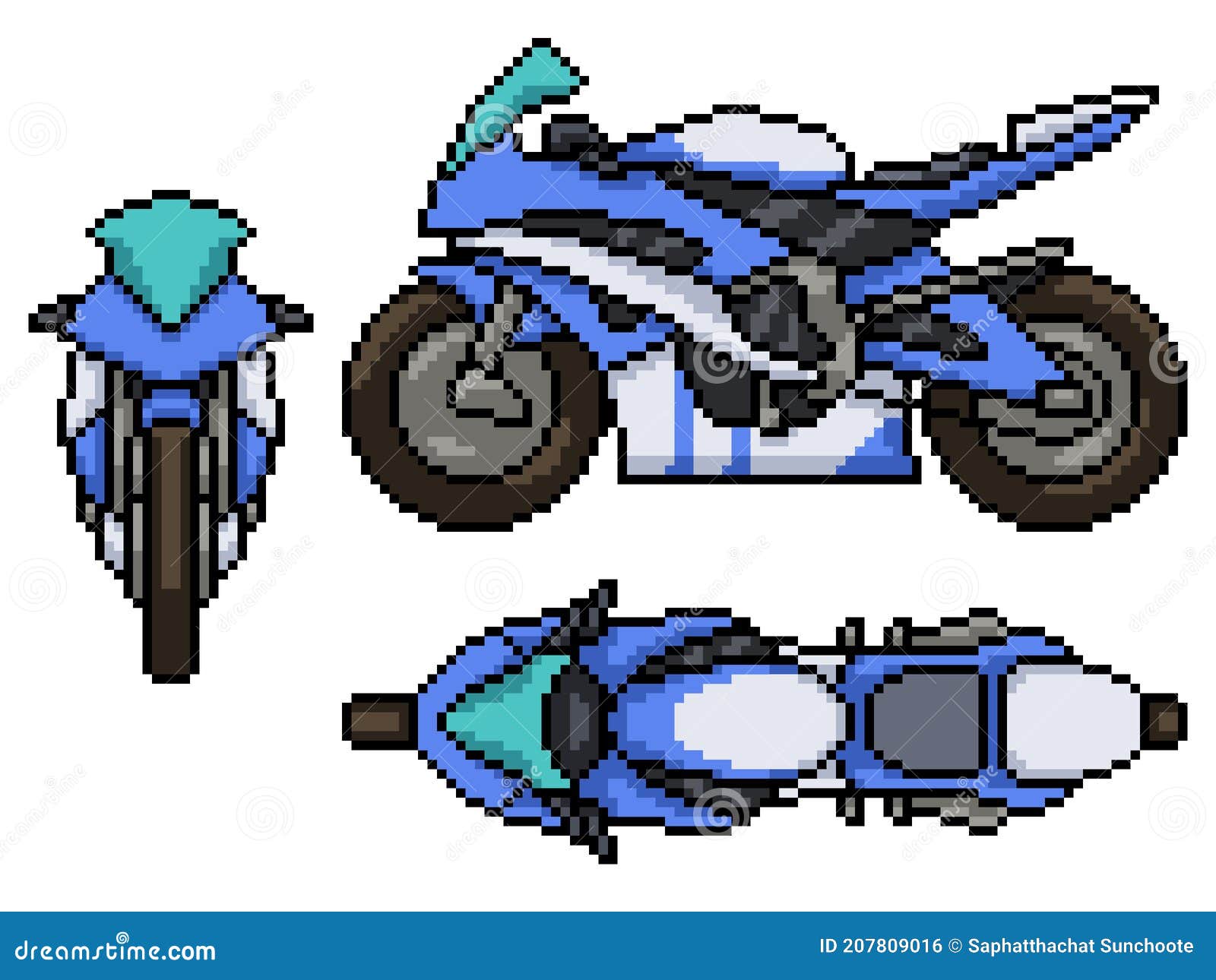 Pixel Art Motorcycle Rider In Mountain Landscape Royalty-Free Stock ...