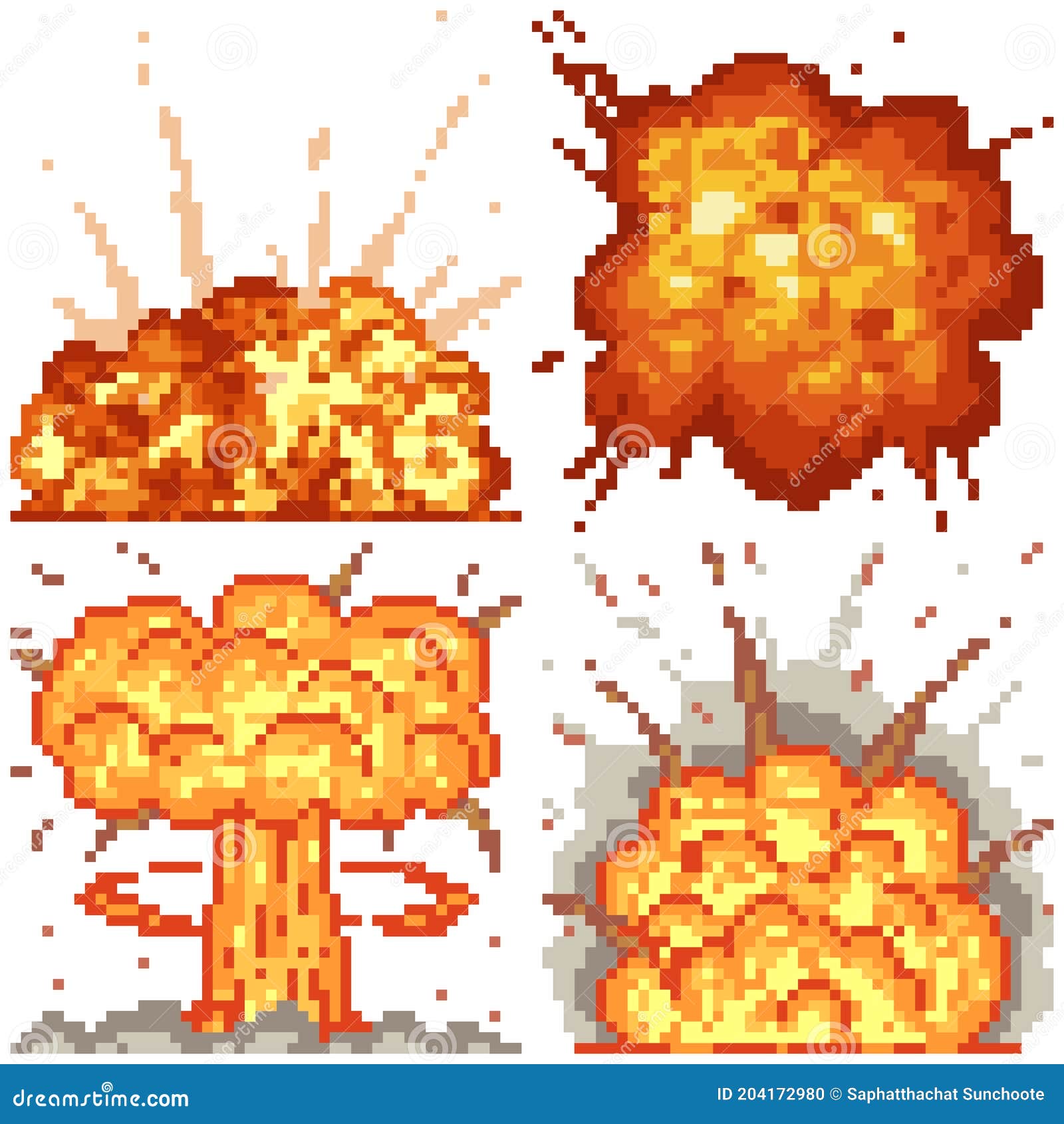 Pixel Art Isolated Nuclear Effect Stock Vector - Illustration of anime ...