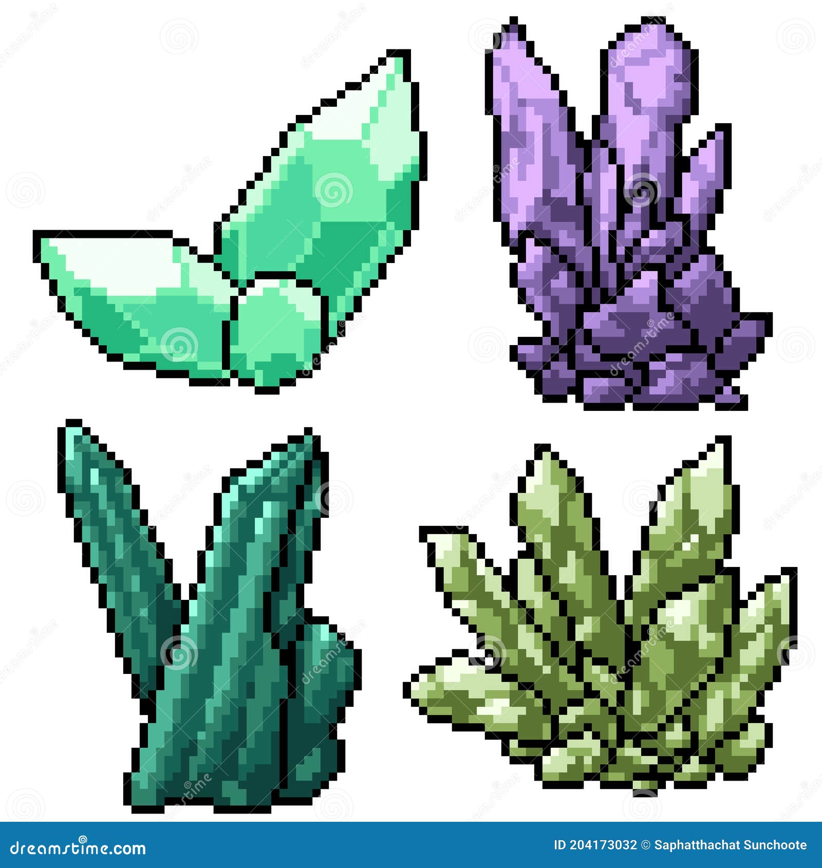 Pixel Art Isolated Raw Crystal Stock Vector - Illustration of ...