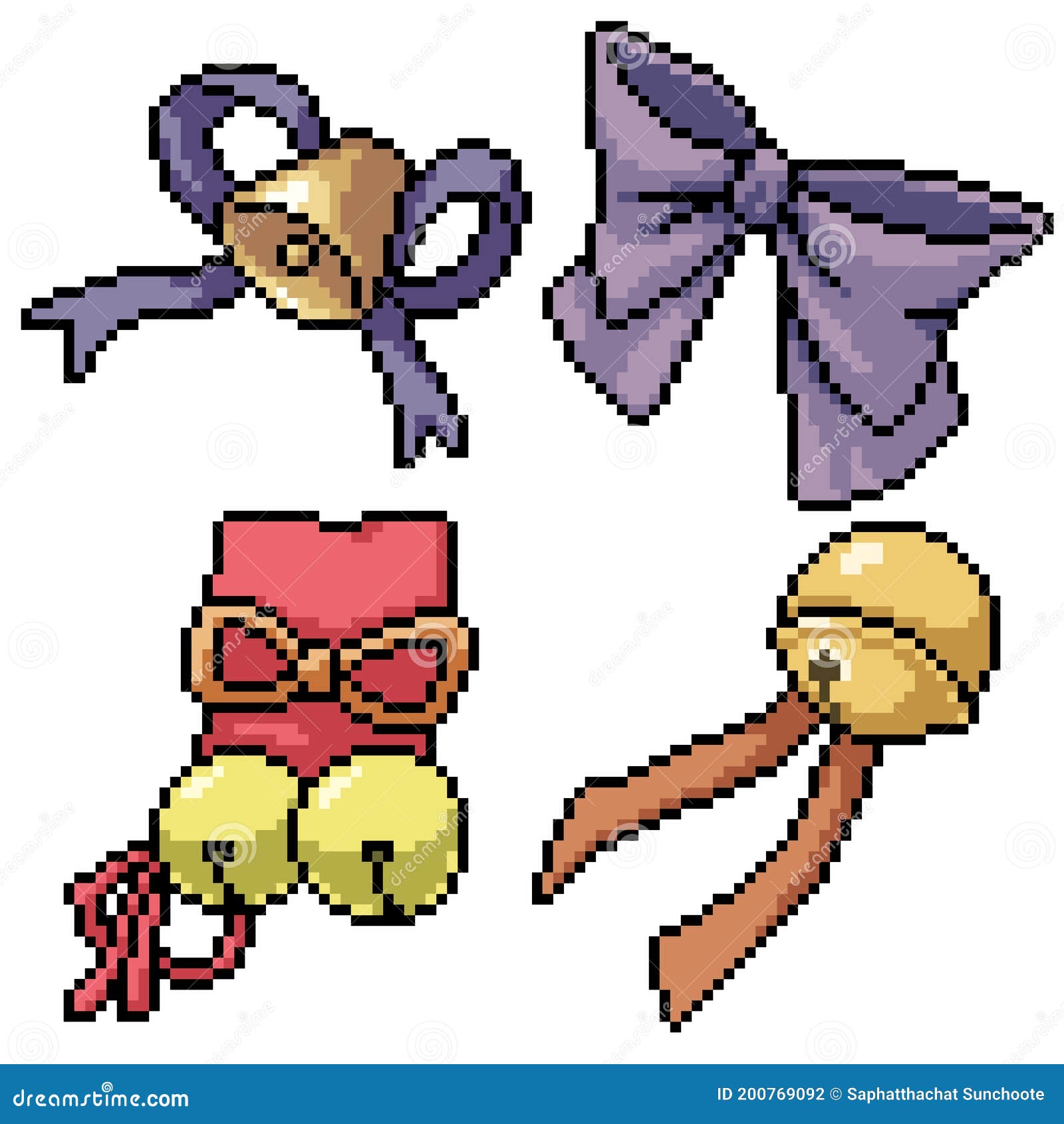 Pixel Art Isolated Ribbon Bell Stock Vector - Illustration of female ...