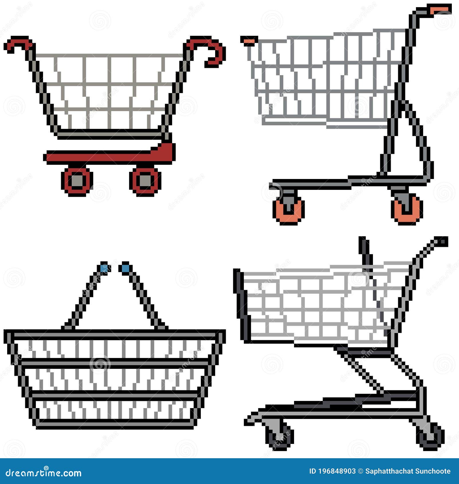 Set Of Isolated Shopping Trolley Full Of Gift Box. Cartoon Vector ...