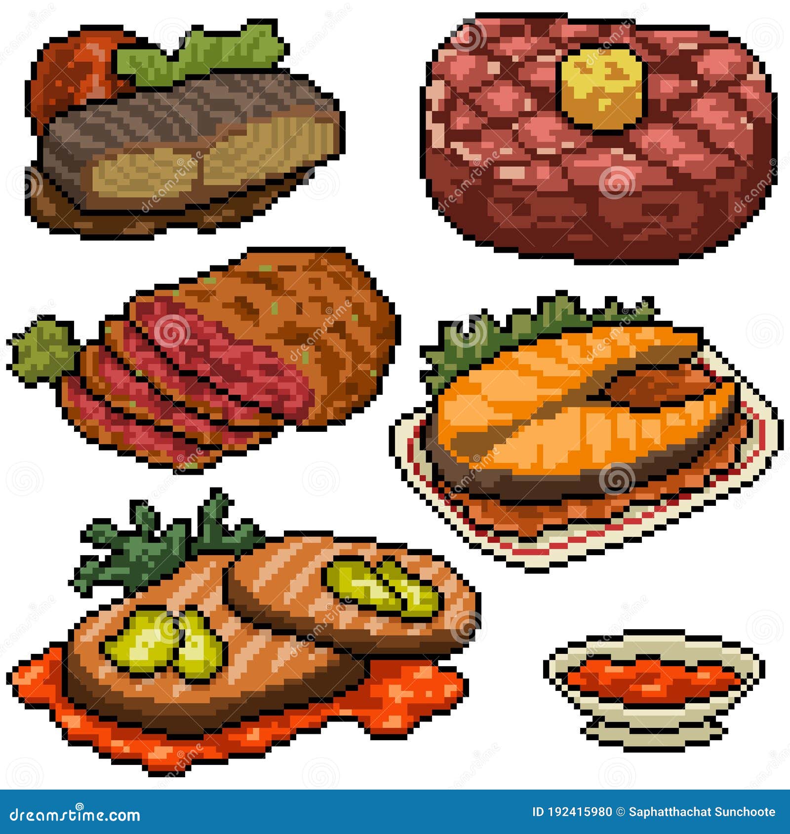 Pixel Art Isolated Steak Meal Stock Vector - Illustration of lunch ...