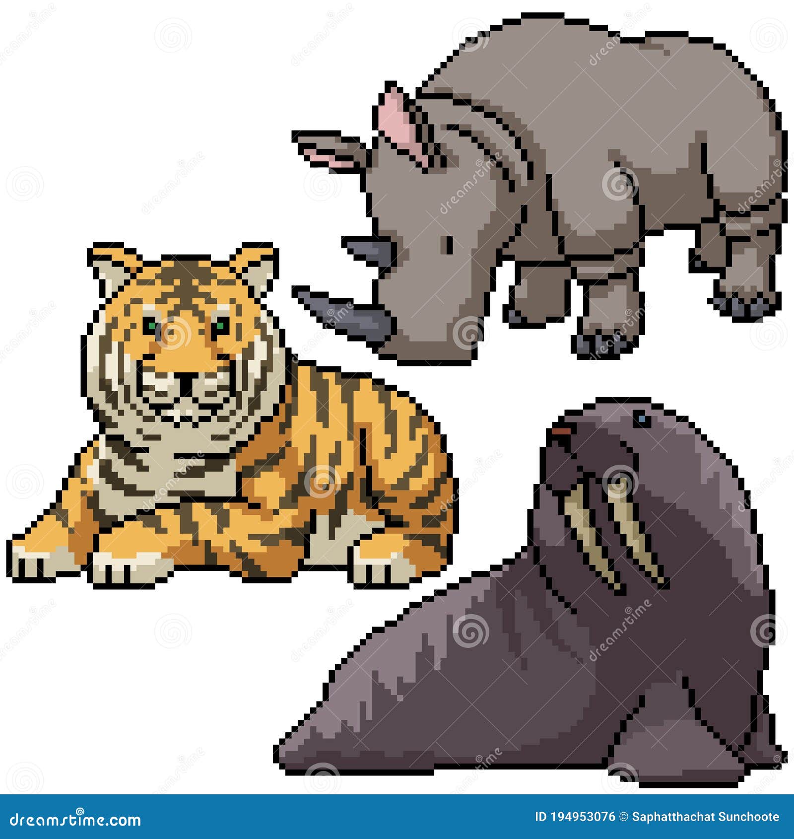 8 Bit Pixel Of Walrus. Animal Pixels For Game Icons Vector Illustration ...