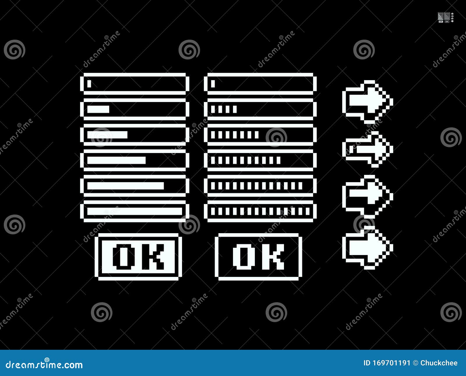 Pixel art UI elements stock vector. Illustration of progress - 169701191