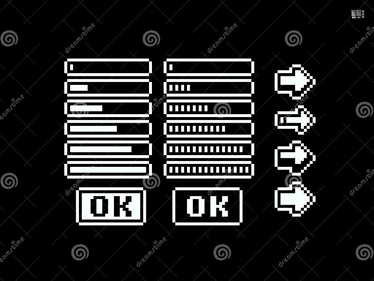 Pixel art UI elements stock vector. Illustration of progress - 169701191