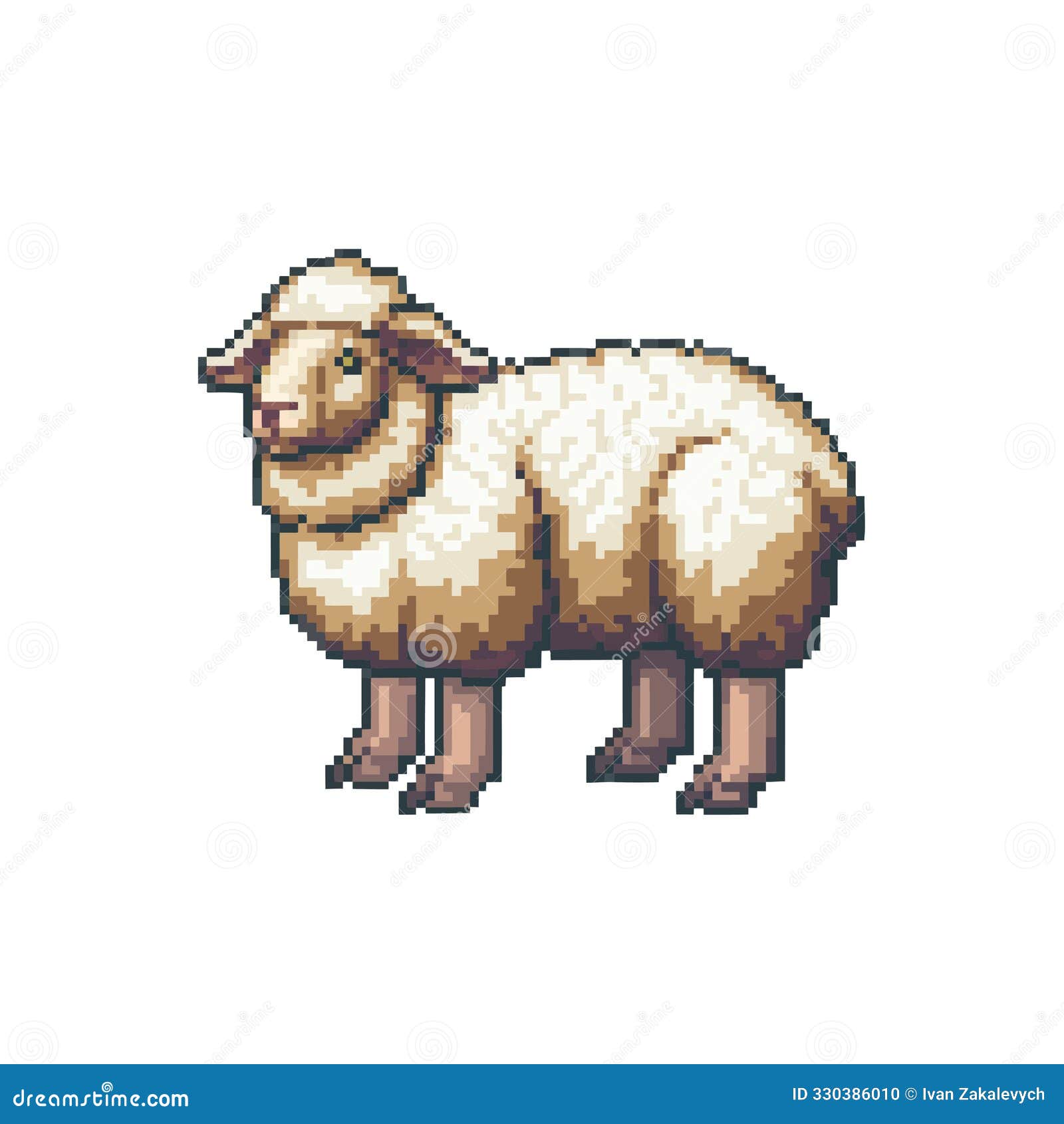 Pixel Art Sheep Illustration With Retro. Vector Icon Design ...