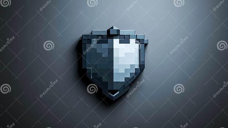 Pixel Art Shield Protecting from Cyber Attacks Stock Illustration ...
