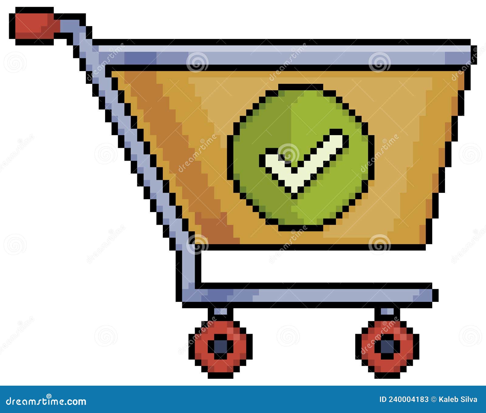 Pixel Art Shopping Cart with Checked Symbol Vector Icon for 8bit Game ... Pixel Art Shopping Cart with Checked Symbol Vector Icon for 8bit Game ...