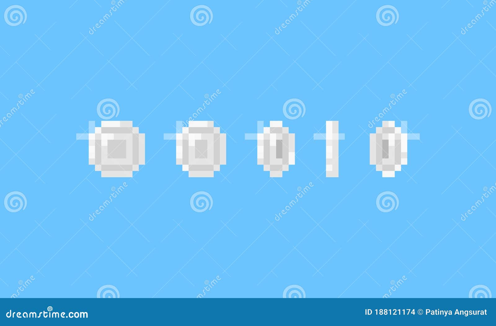 Pixel Art Silver Coin Game Item.8bit Icon. Stock Vector - Illustration ...
