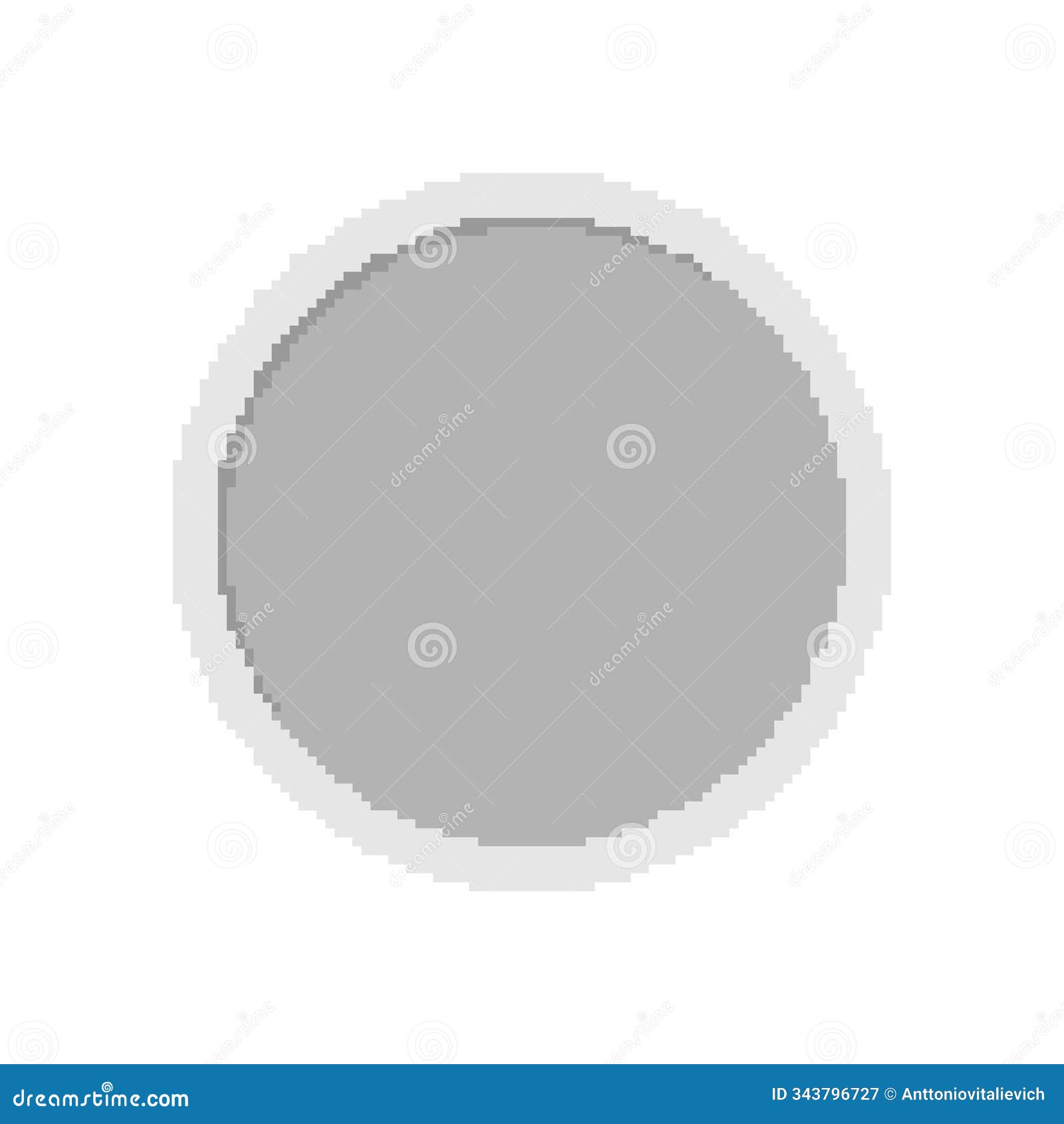 Pixel Art Silver Empty Coin Icon. 8-bit Retro Video Game Style. Blank ...
