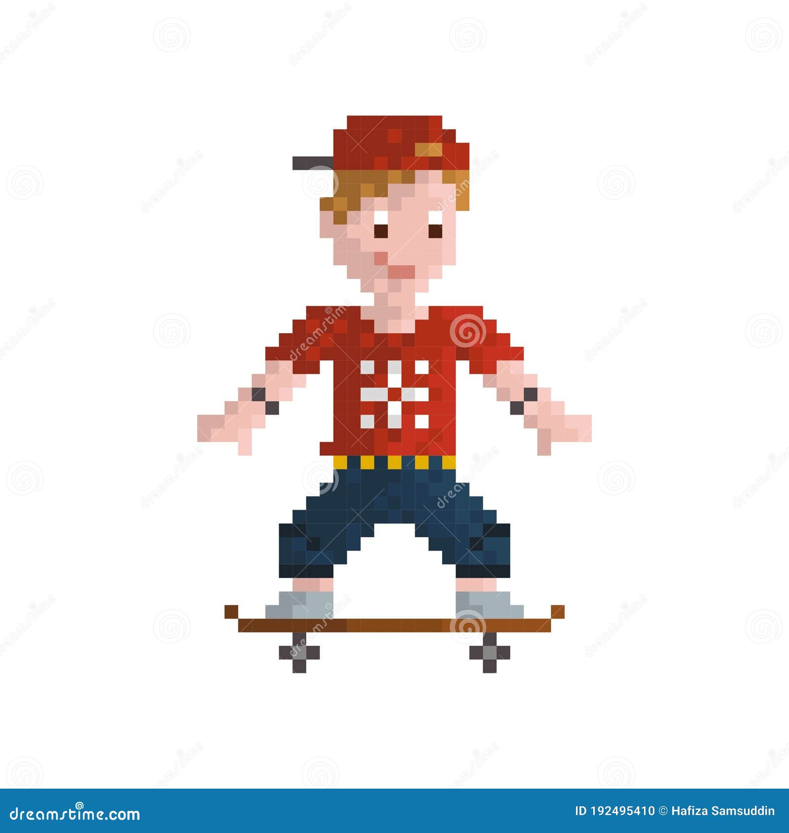 Pixel Art Skateboarder. Vector Illustration Decorative Design Stock ...