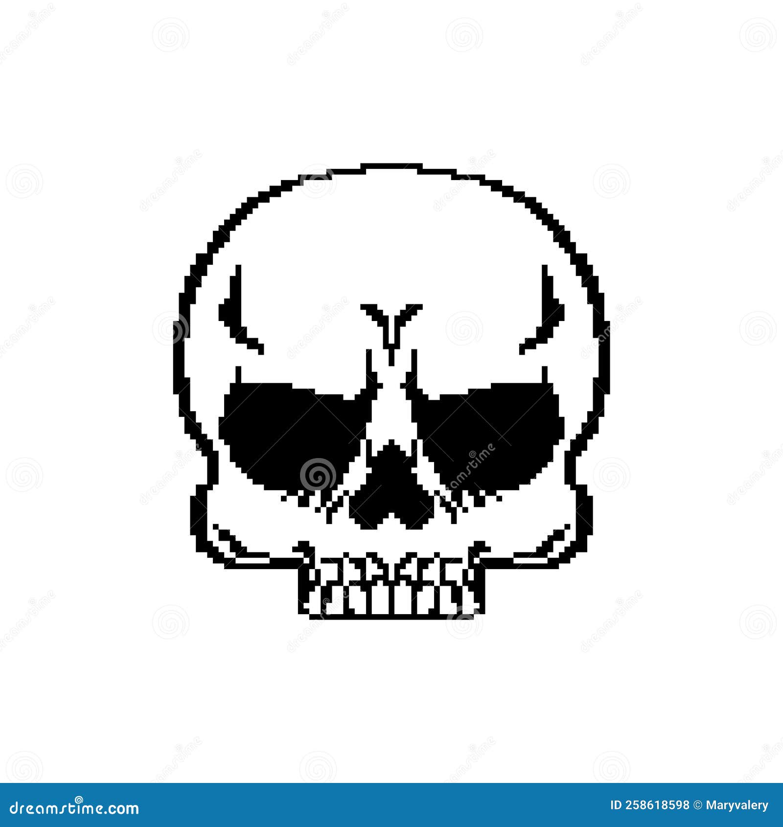 Pixel Art Skull Anatomical Isolated. 8 Bit Skeleton Head Stock Vector ...