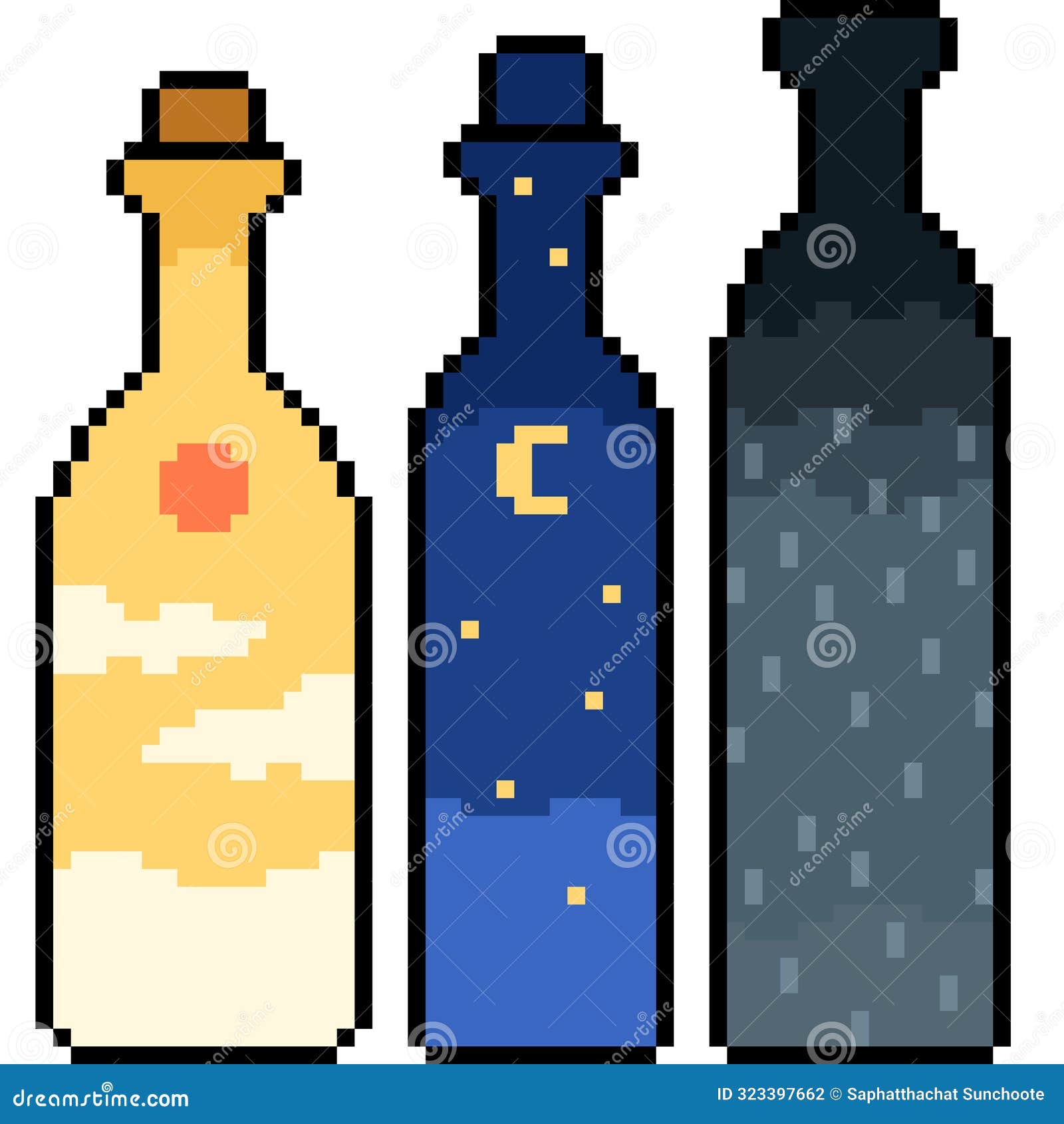 Pixel Art Of Sky In Bottle Vector Illustration | CartoonDealer.com ...