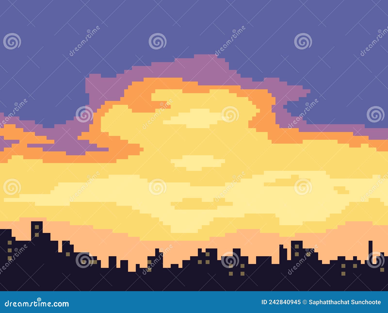 Pixel art sky sunset view stock illustration. Illustration of scene ...