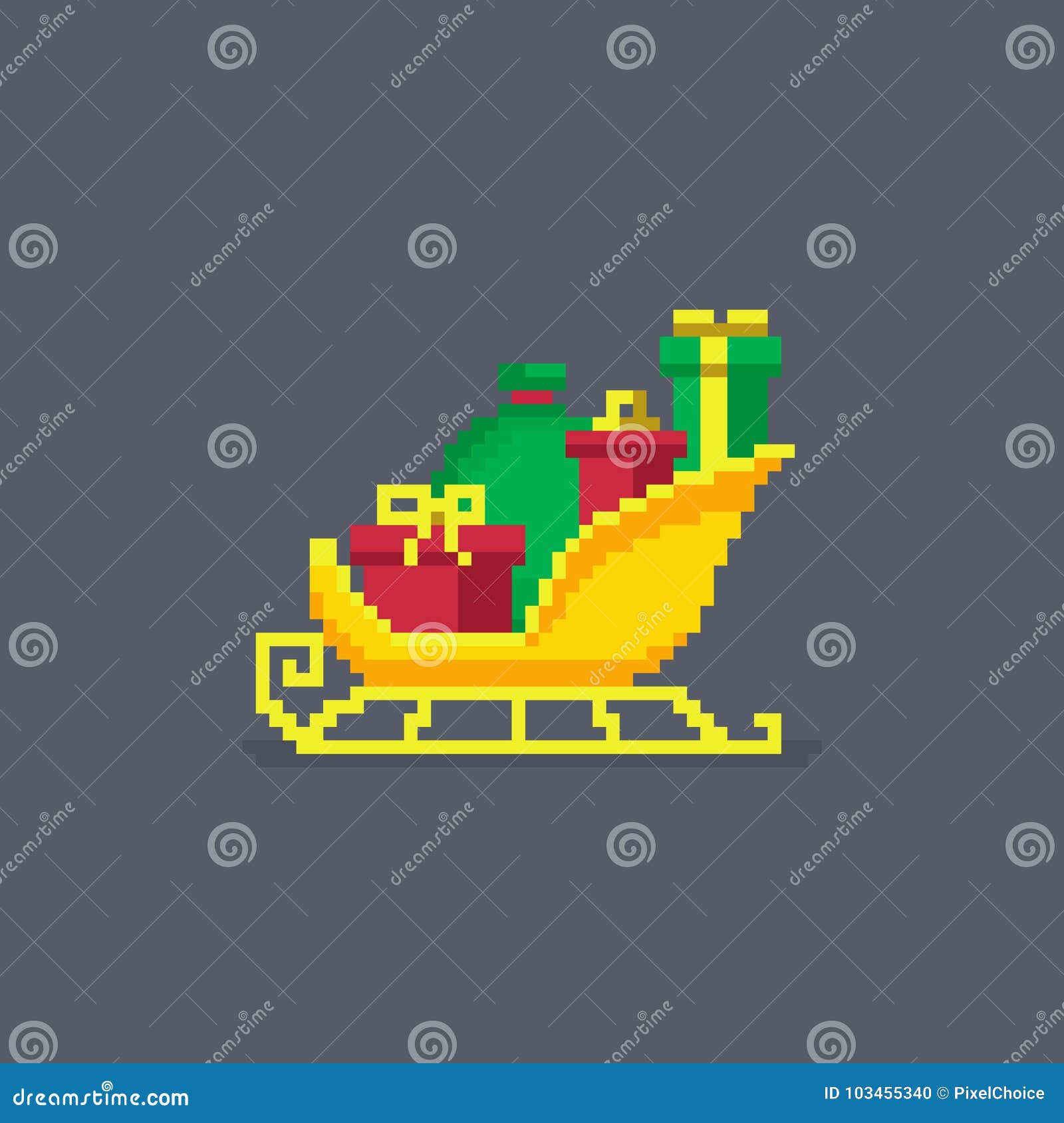 Pixel Art Sledge with Gifts Stock Vector - Illustration of element ...
