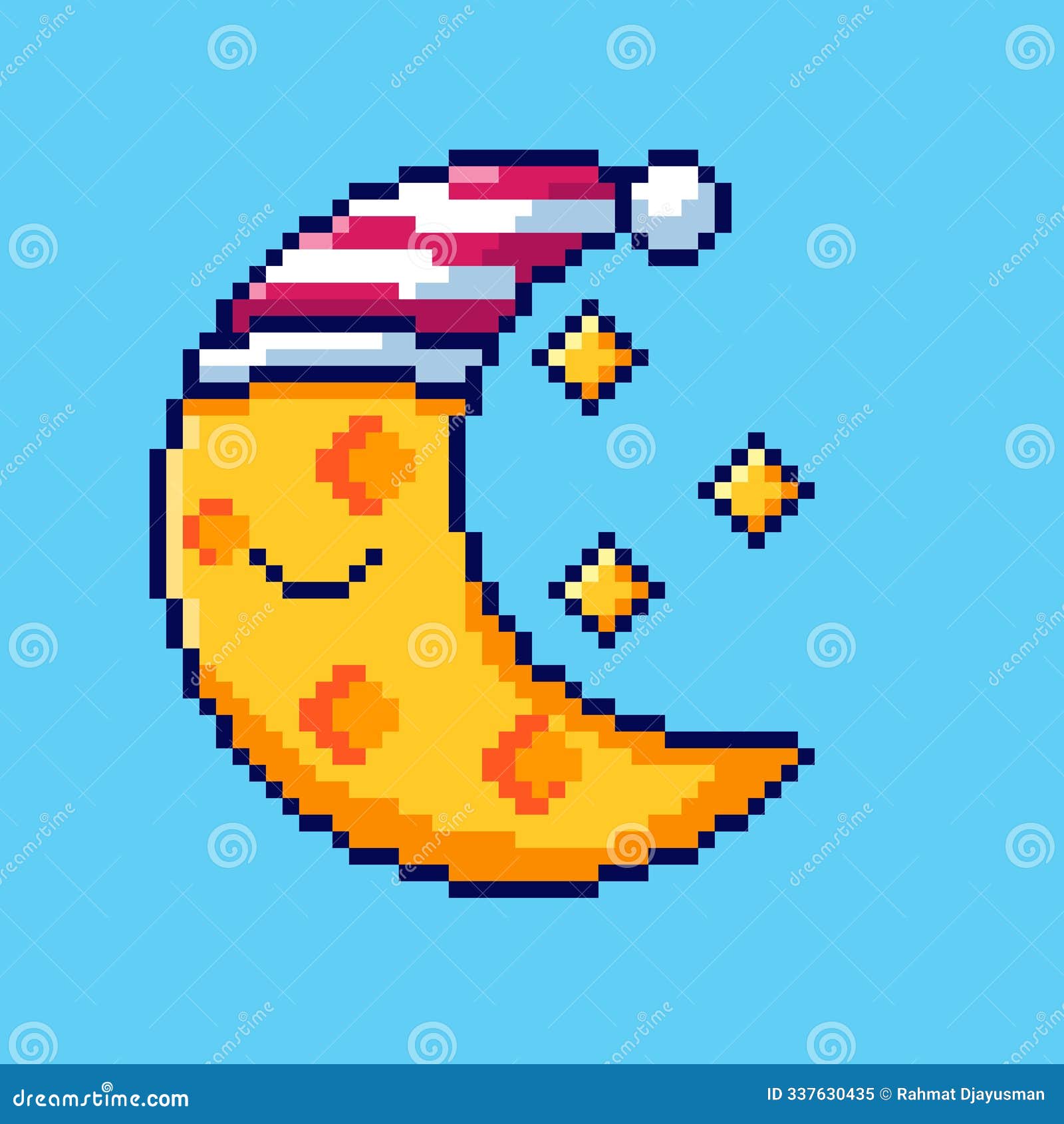 Pixel Art Sleeping Moon Game Asset Design Stock Vector - Illustration ...