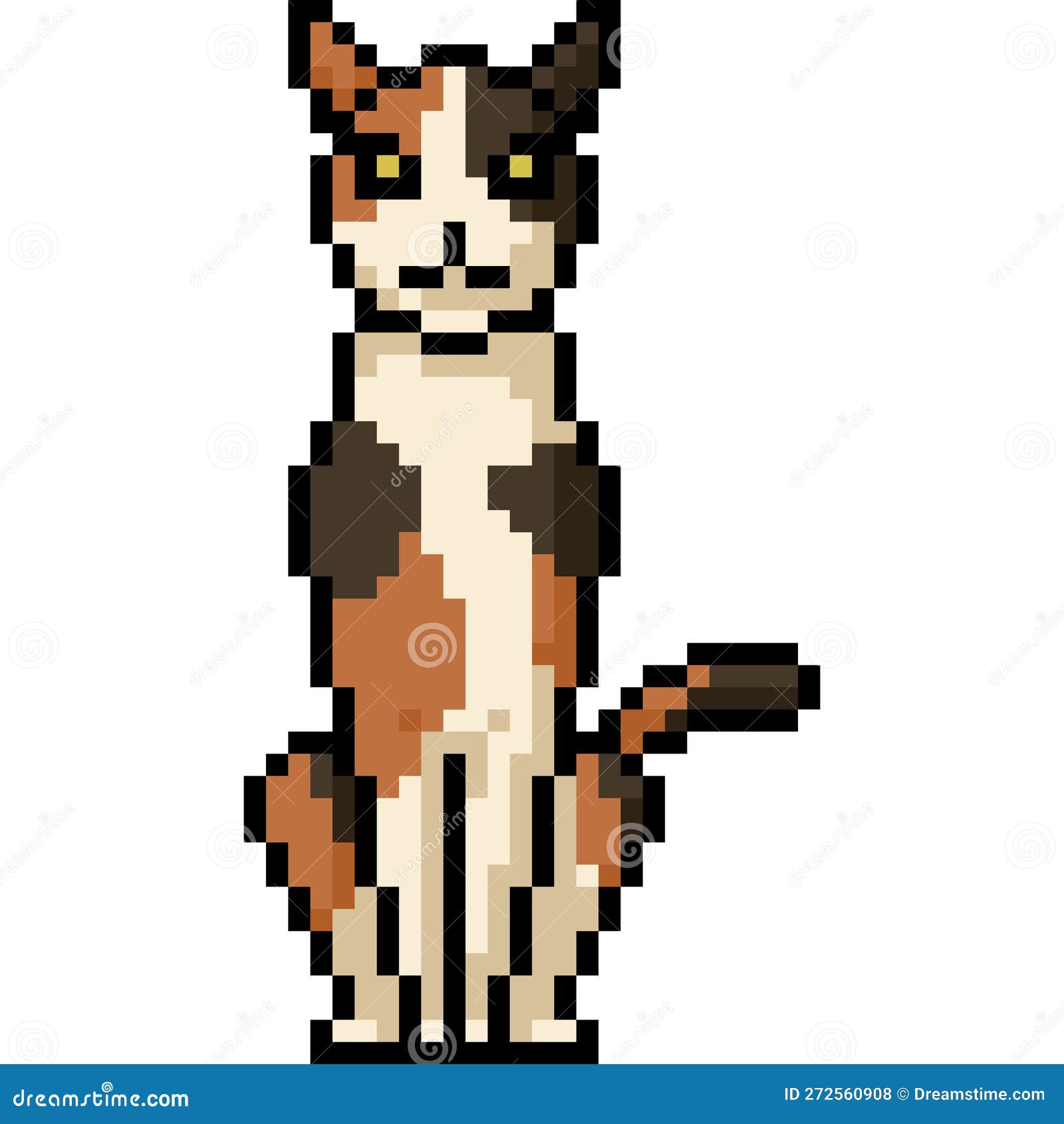 Pixel art slim cat sit stock vector. Illustration of front - 272560908