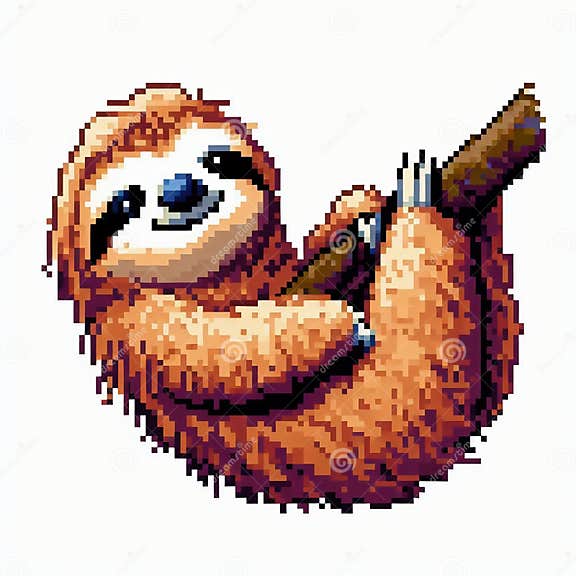 Pixel art sloth stock illustration. Illustration of claws - 325676761