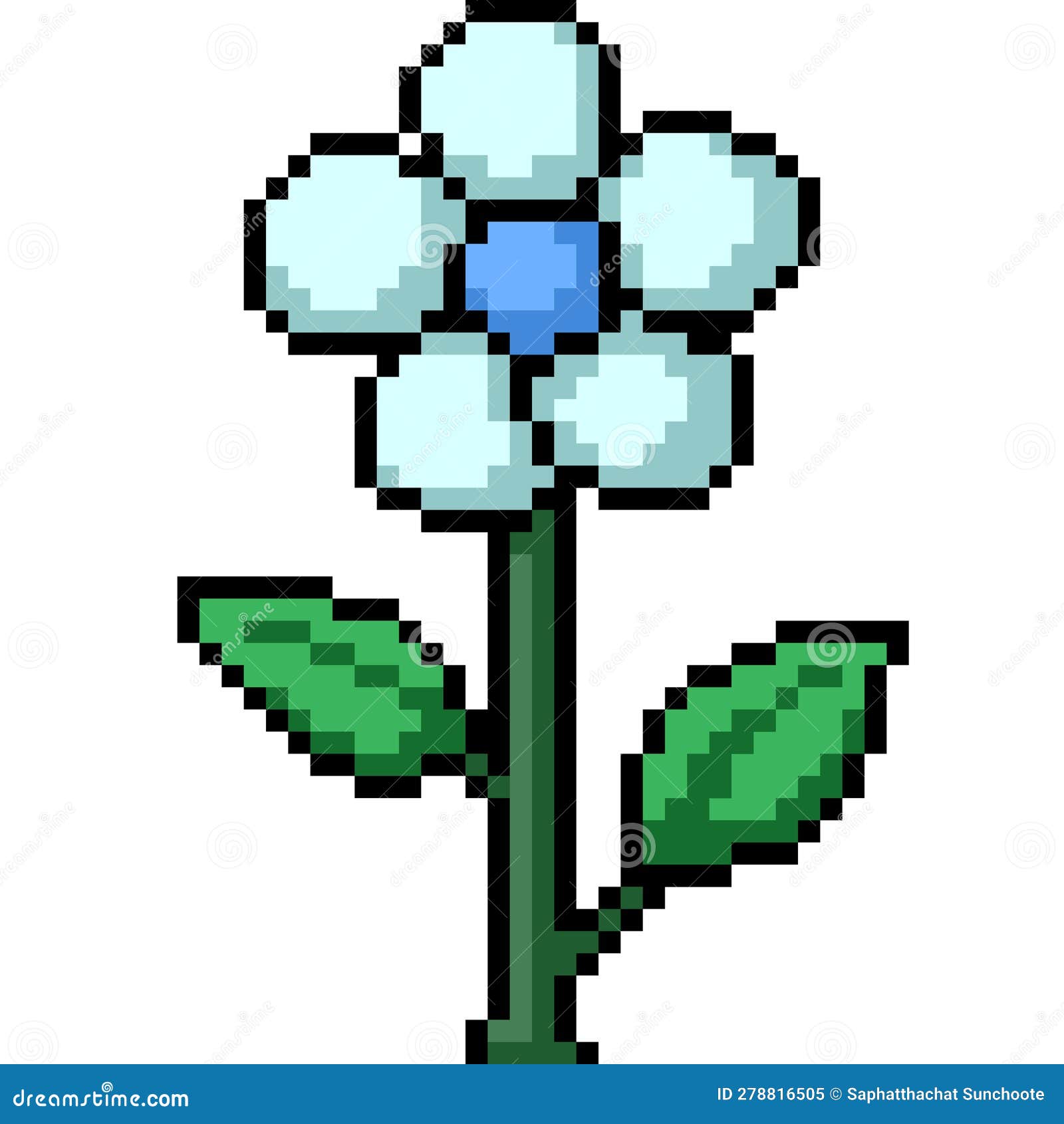 Pixel Art Small Blue Flower Stock Vector - Illustration of cartoon ...