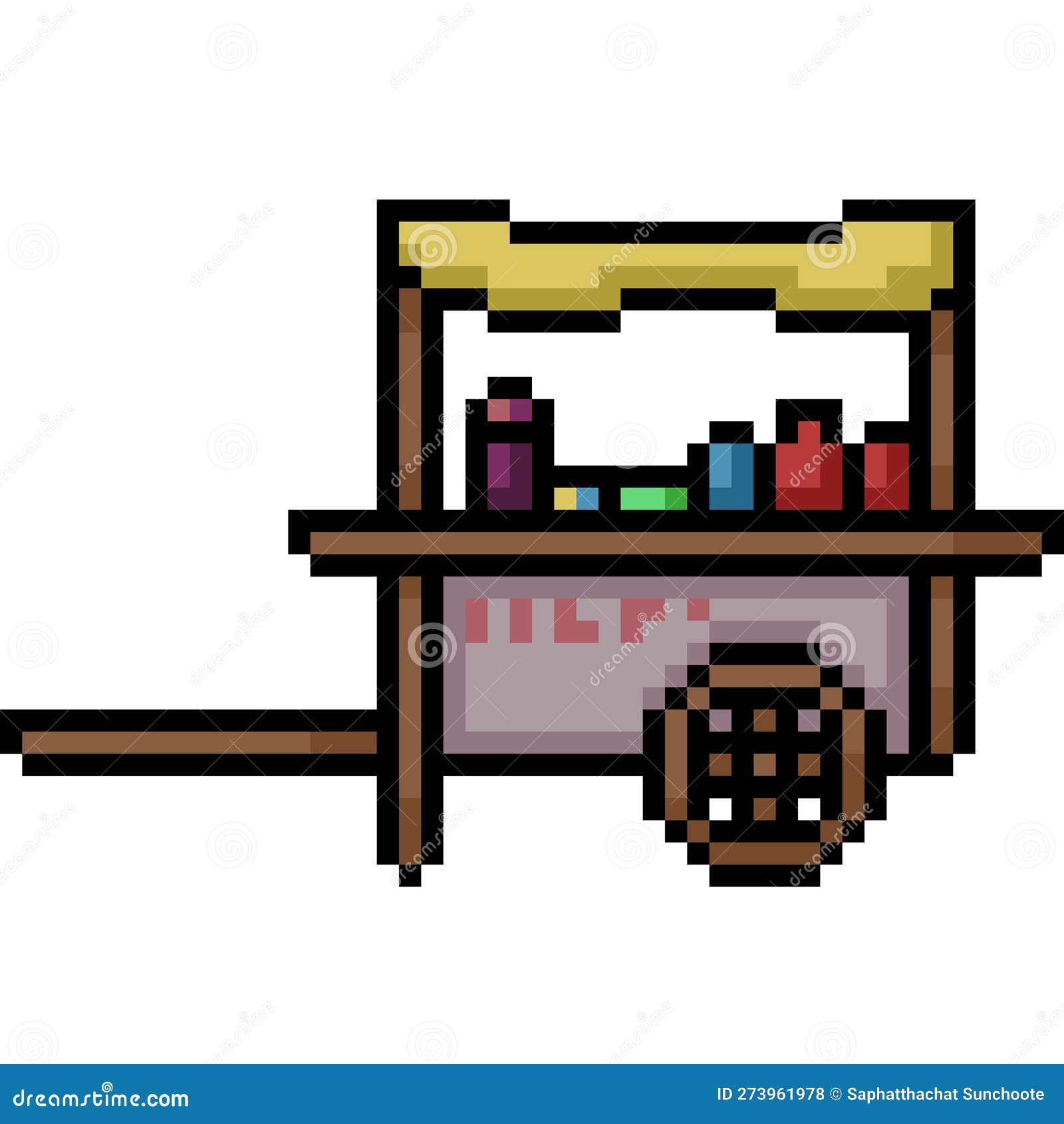 Pixel art small food cart stock vector. Illustration of icon - 273961978