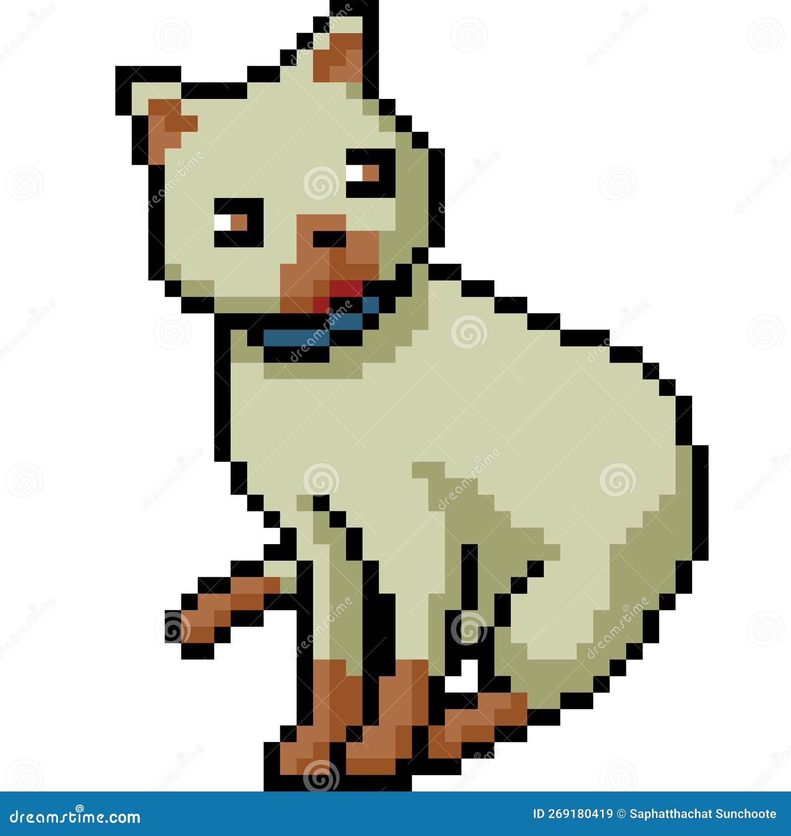 Pixel art small pet cat stock vector. Illustration of background ...