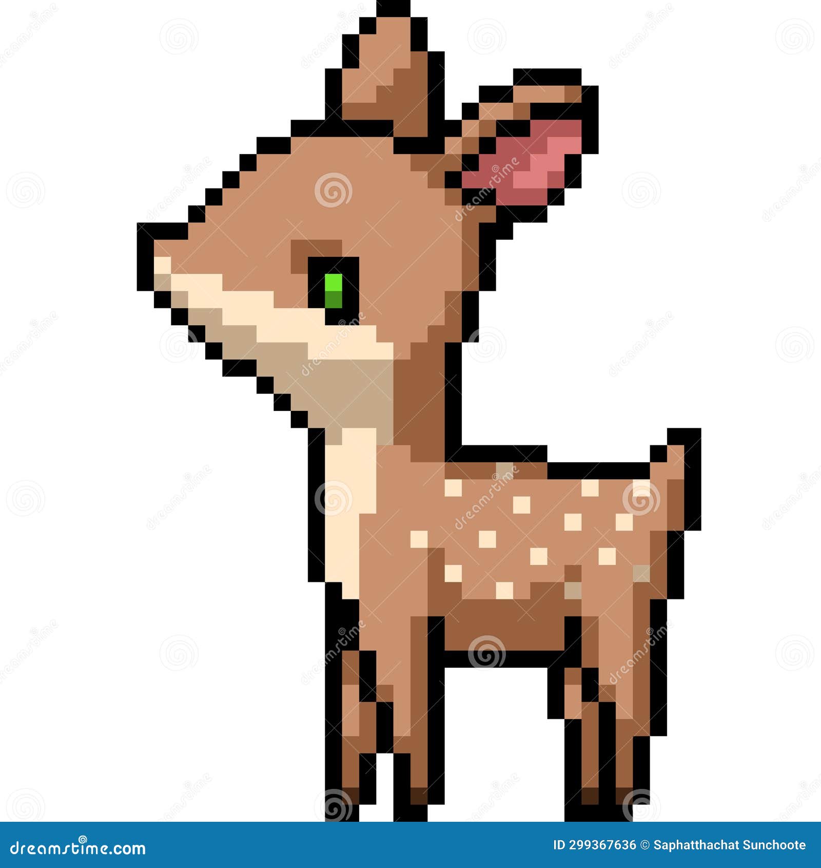 Pixel art small young deer stock vector. Illustration of white - 299367636