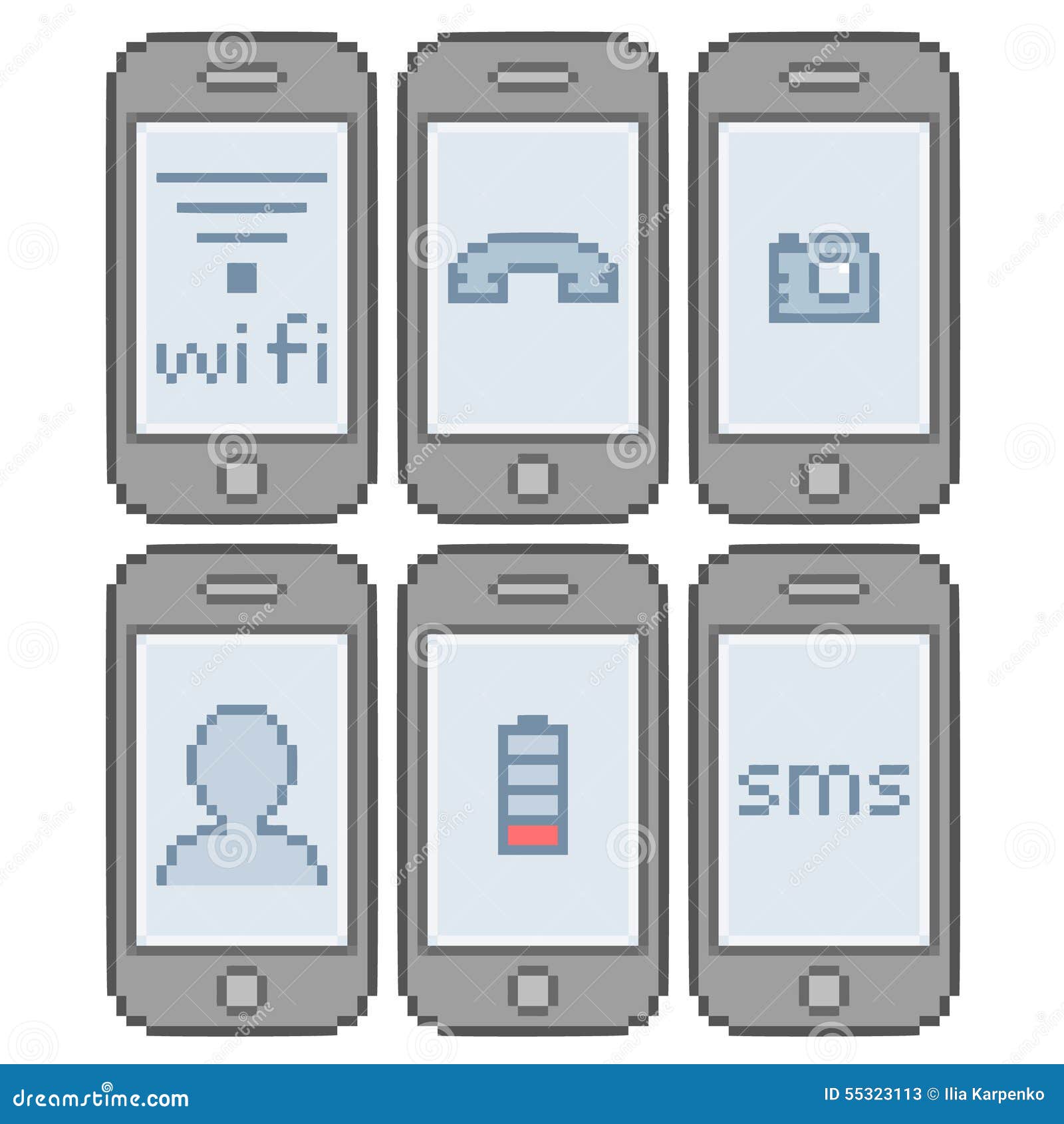 Pixel Art Smart Phones Cartoon Vector | CartoonDealer.com #55323113