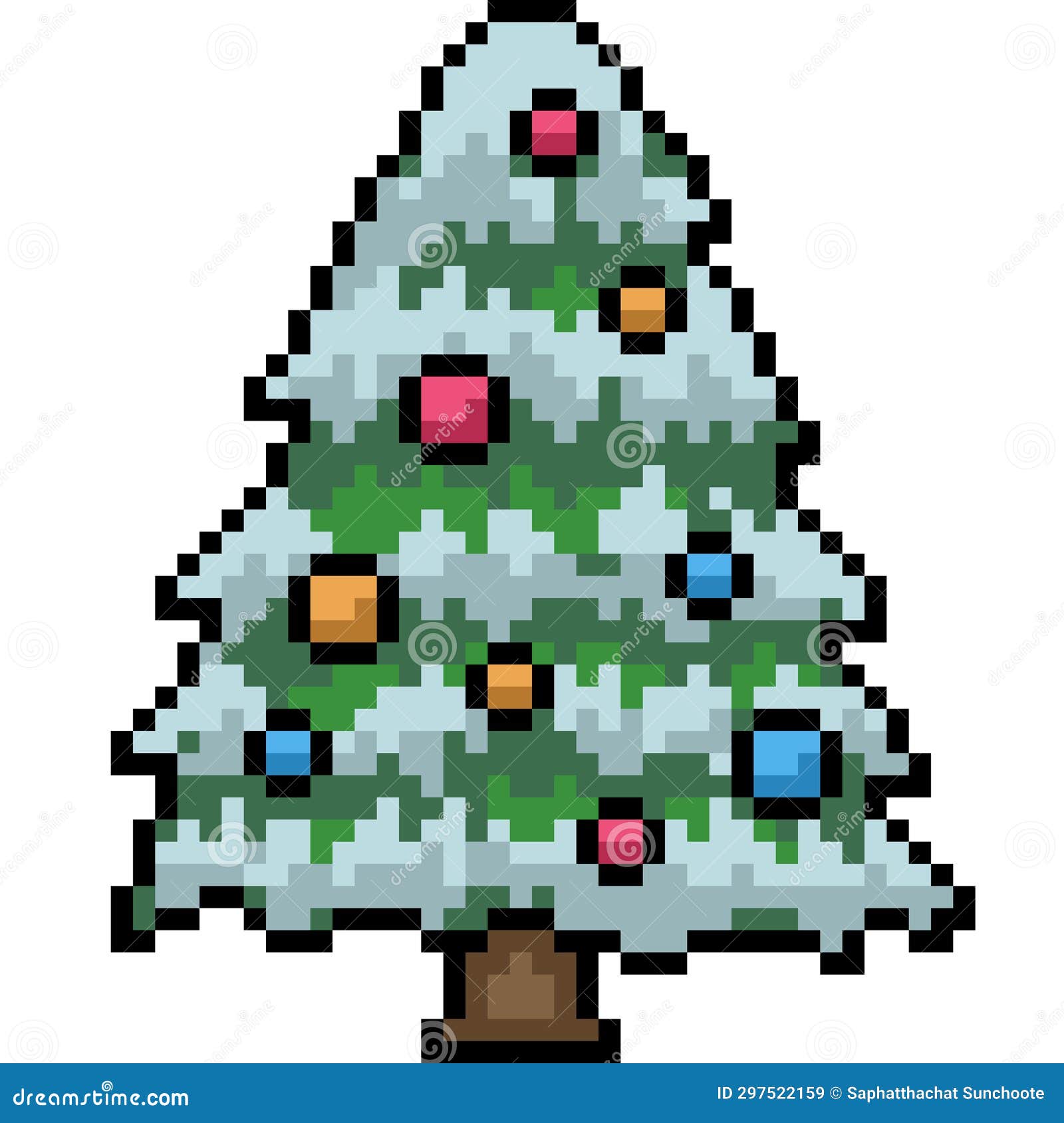 Pixel Art Snow Christmas Tree Stock Vector - Illustration of doodle ...