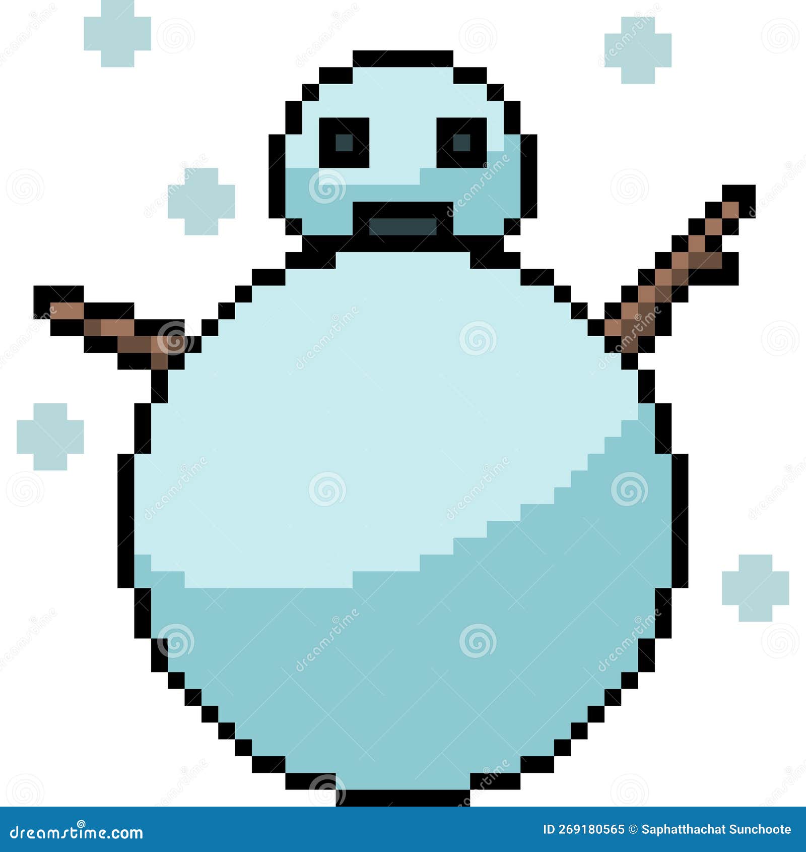 Pixel Art Snowball Doll Face Stock Vector - Illustration of branch ...