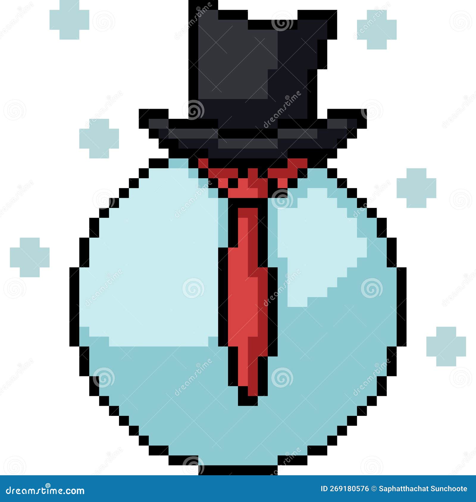 Pixel Art Snowball Tophat Necktie Stock Vector - Illustration of ...