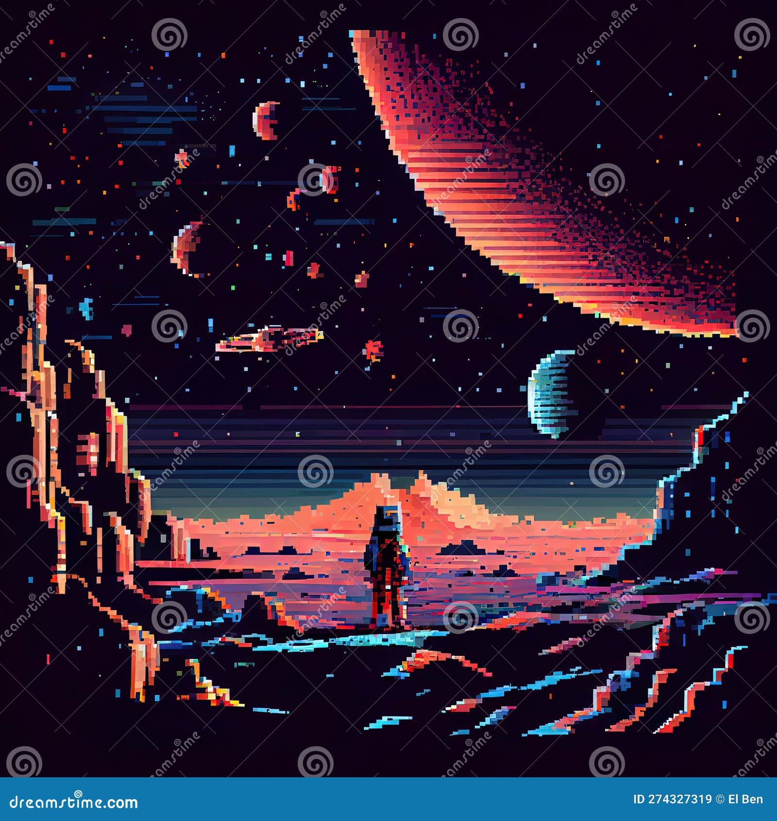 Pixel Art Space Background - Ai Generated Stock Illustration ...