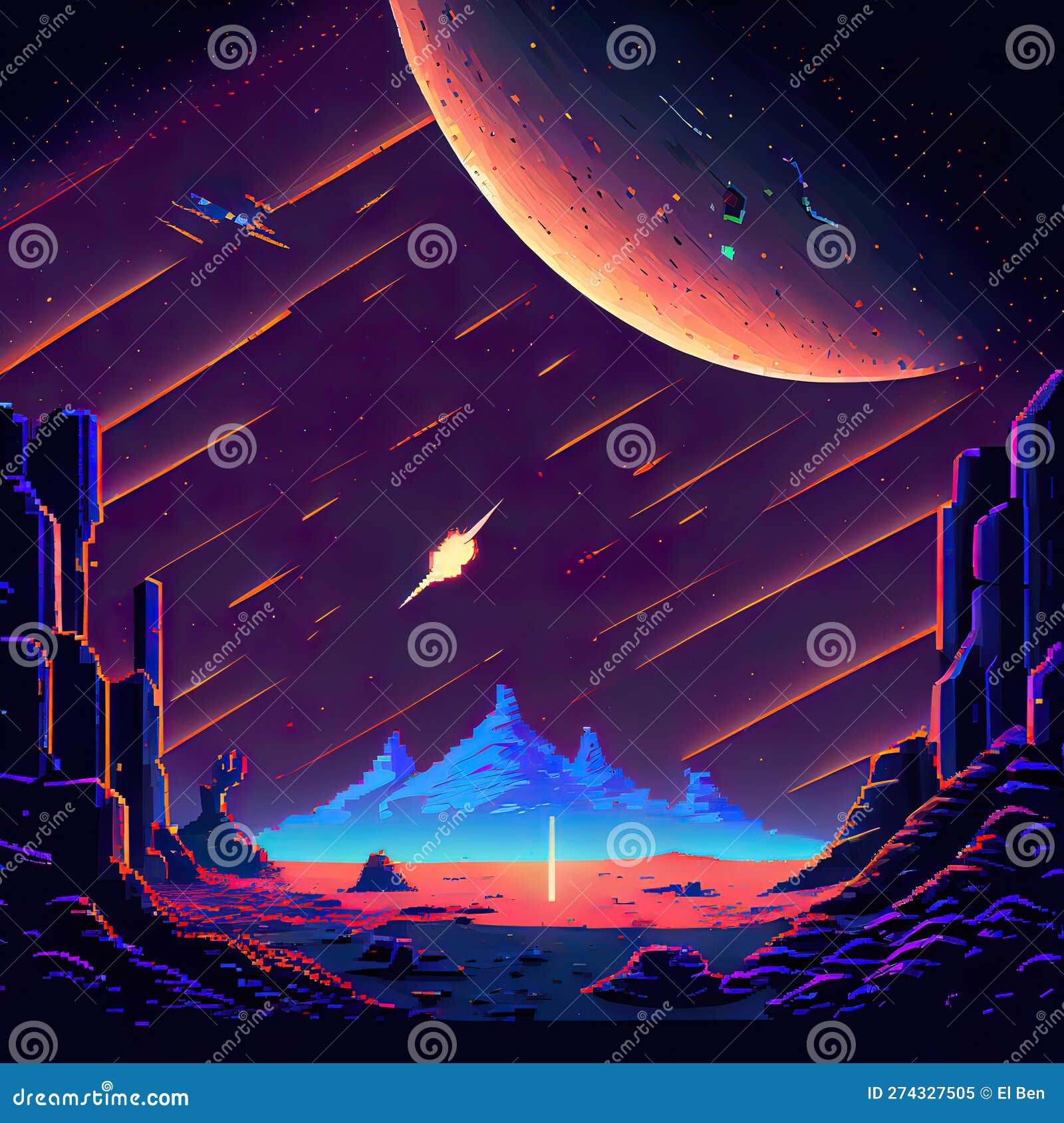 Pixel Art Space Background - Ai Generated Stock Illustration ...