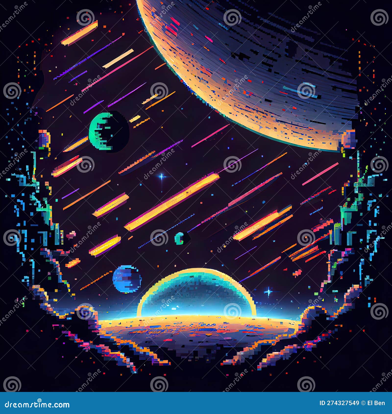 Pixel Art Space Background - Ai Generated Stock Illustration ...