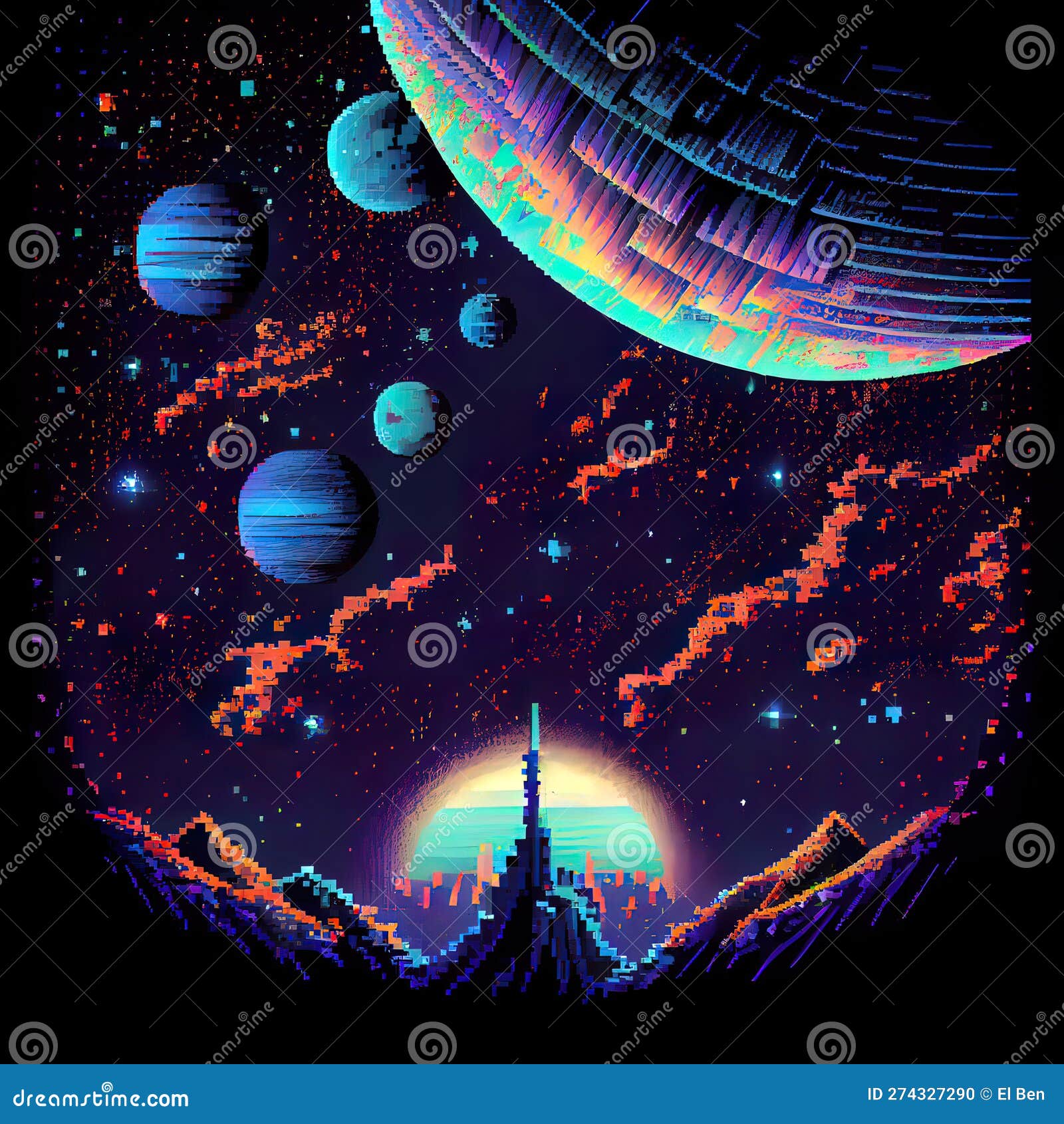 Pixel Art Space Background - Ai Generated Stock Illustration ...