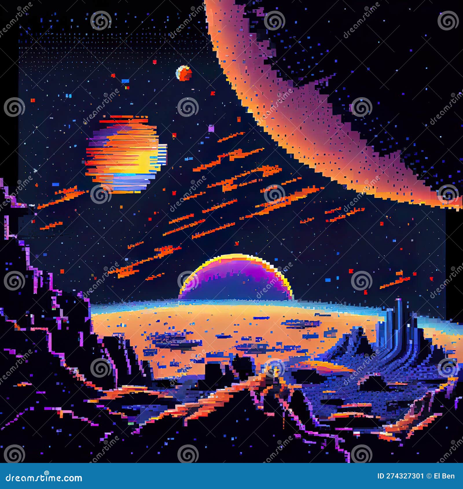 Pixel Art Space Background - Ai Generated Stock Illustration ...